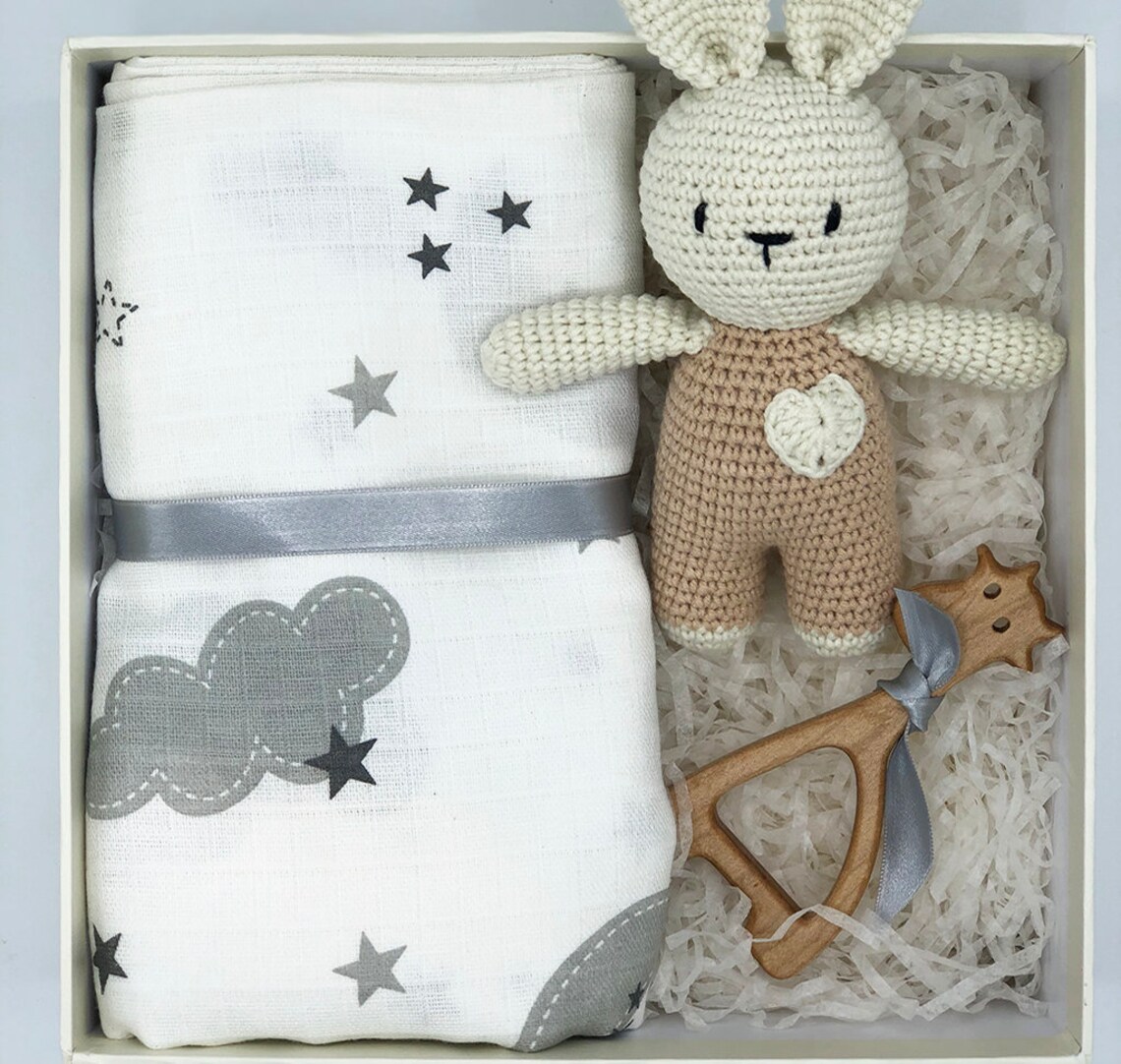 Crochet Rabbit Gift Box Baby Boy Gift Box Newborn Gift New - Etsy