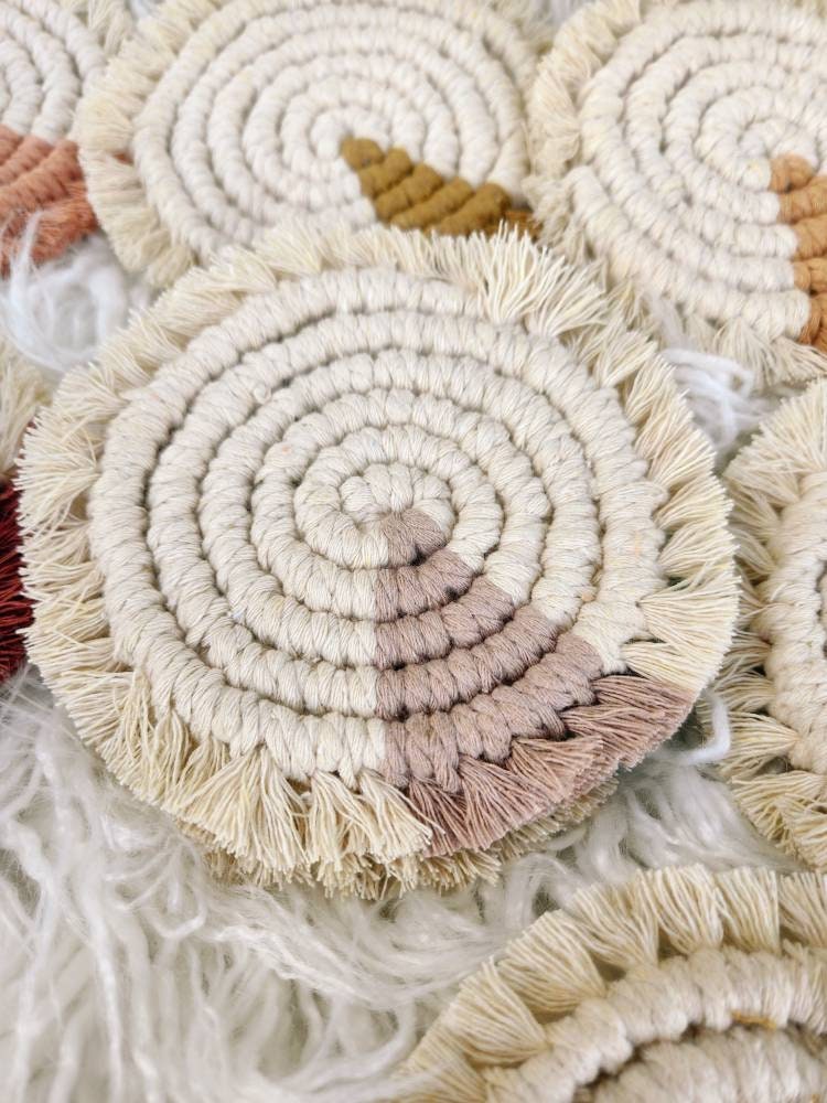 Macrame Coasters Slice Color| Boho Drink Coasters| Boho Home Decor ...