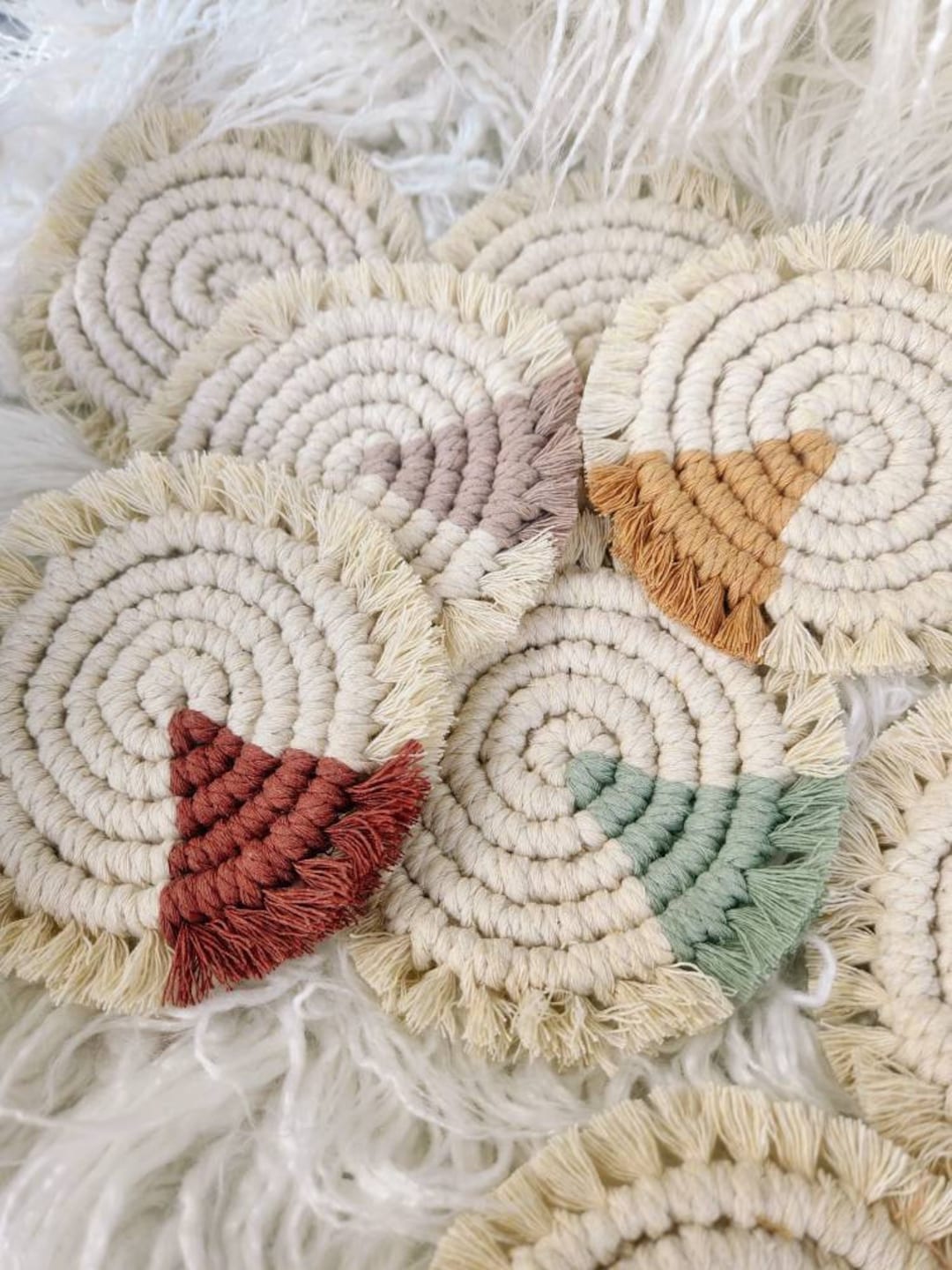 Macrame Coasters Slice Color| Boho Drink Coasters| Boho Home Decor ...