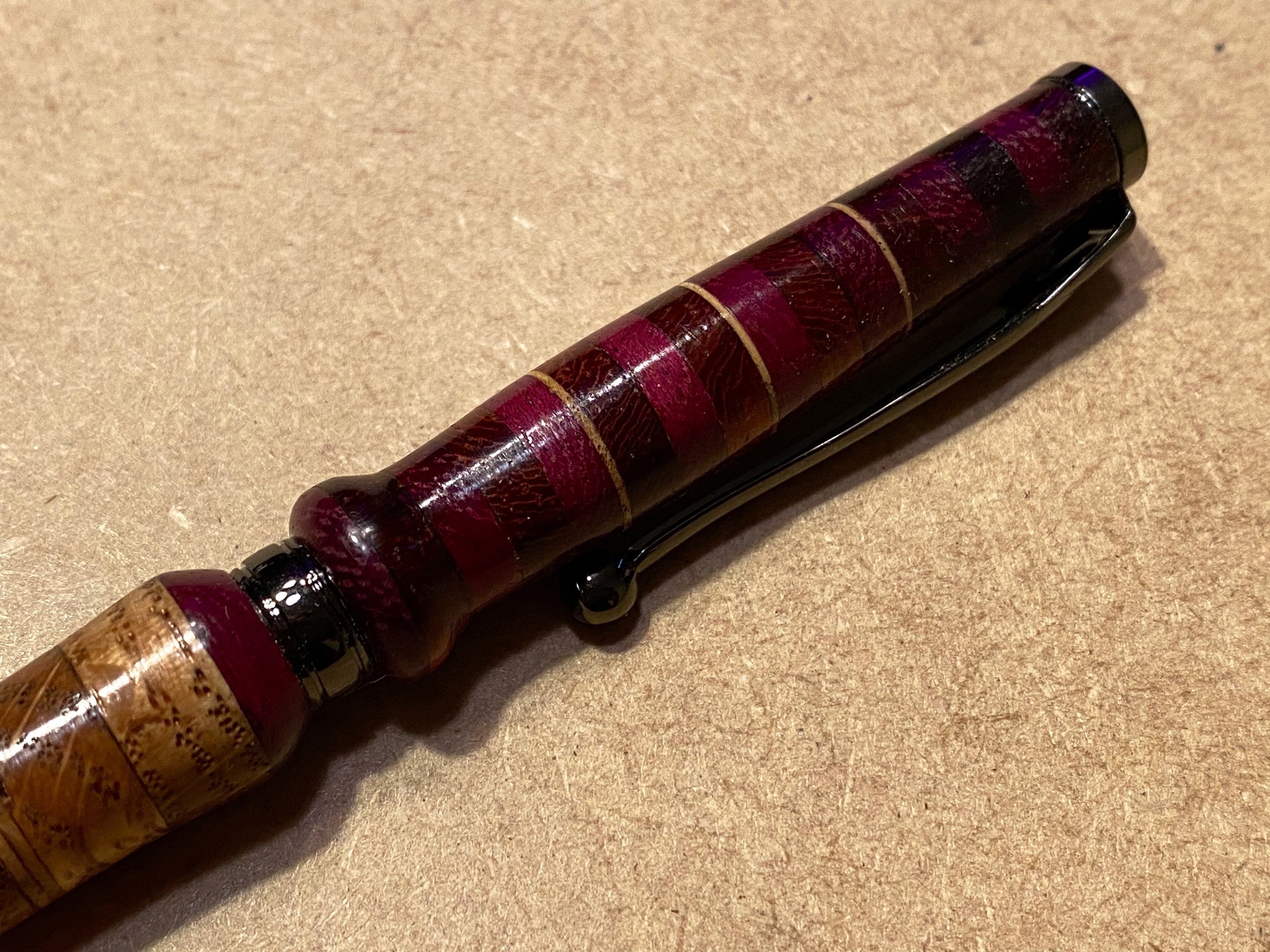 Unique Ballpoint Pen With Vibrant Exotic Purpleheart, Red Padauk, Red ...