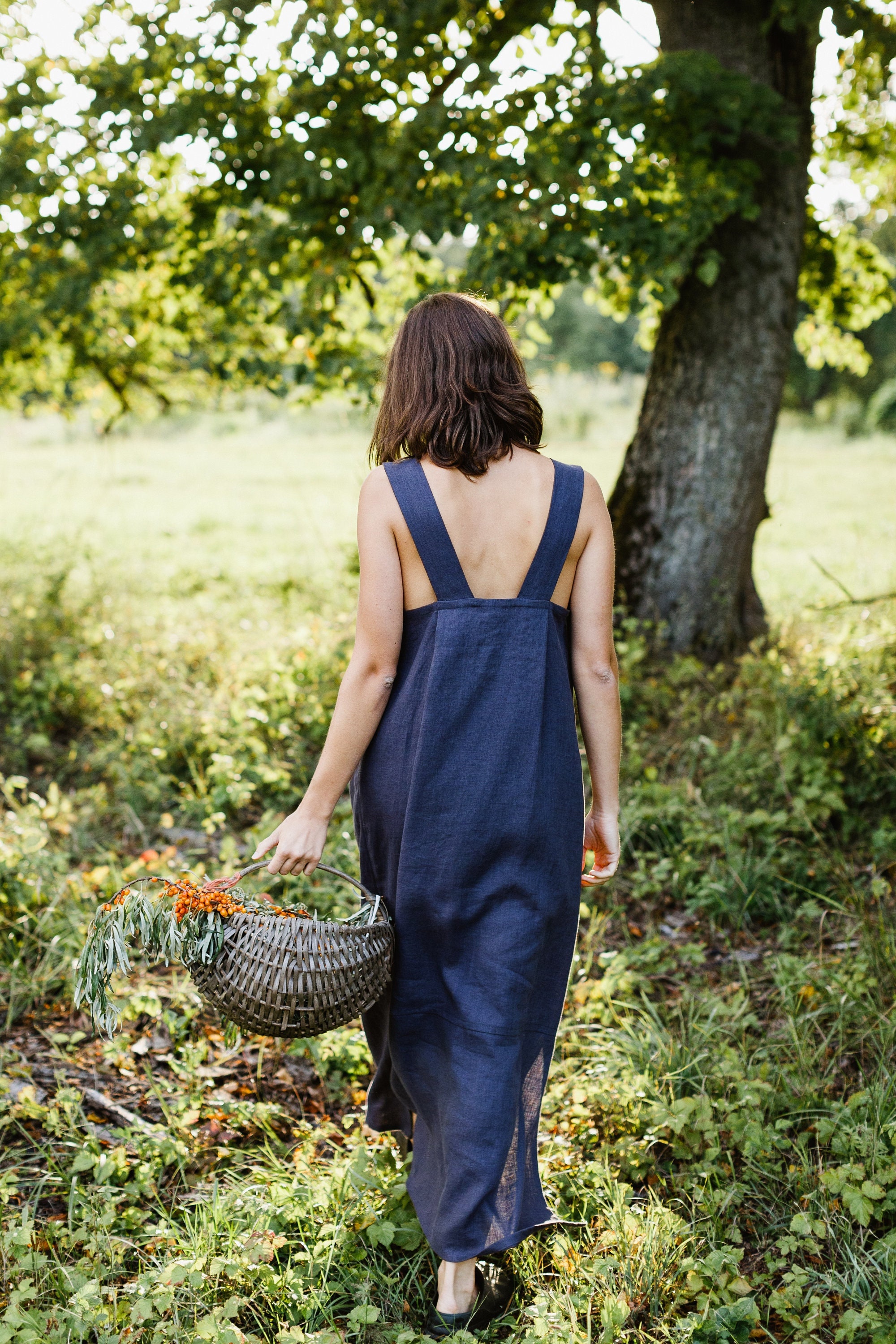 Washed Linen Maxi Dress: Anthracite Grey Sleeveless Linen Gown - Etsy