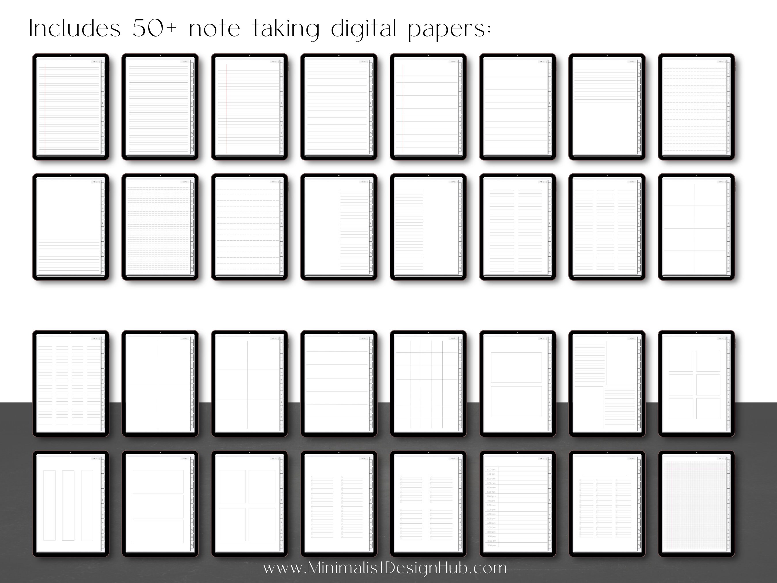 Minimalist Portrait Digital Notebook, Noteshelf, Goodnotes 5, 12 Tab ...
