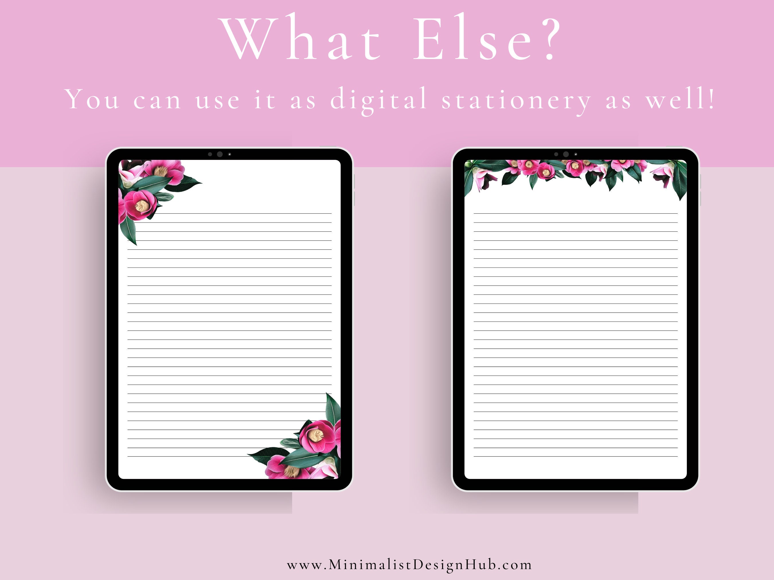 Printable Garland Floral Stationery, Digital Stationery, Printable ...
