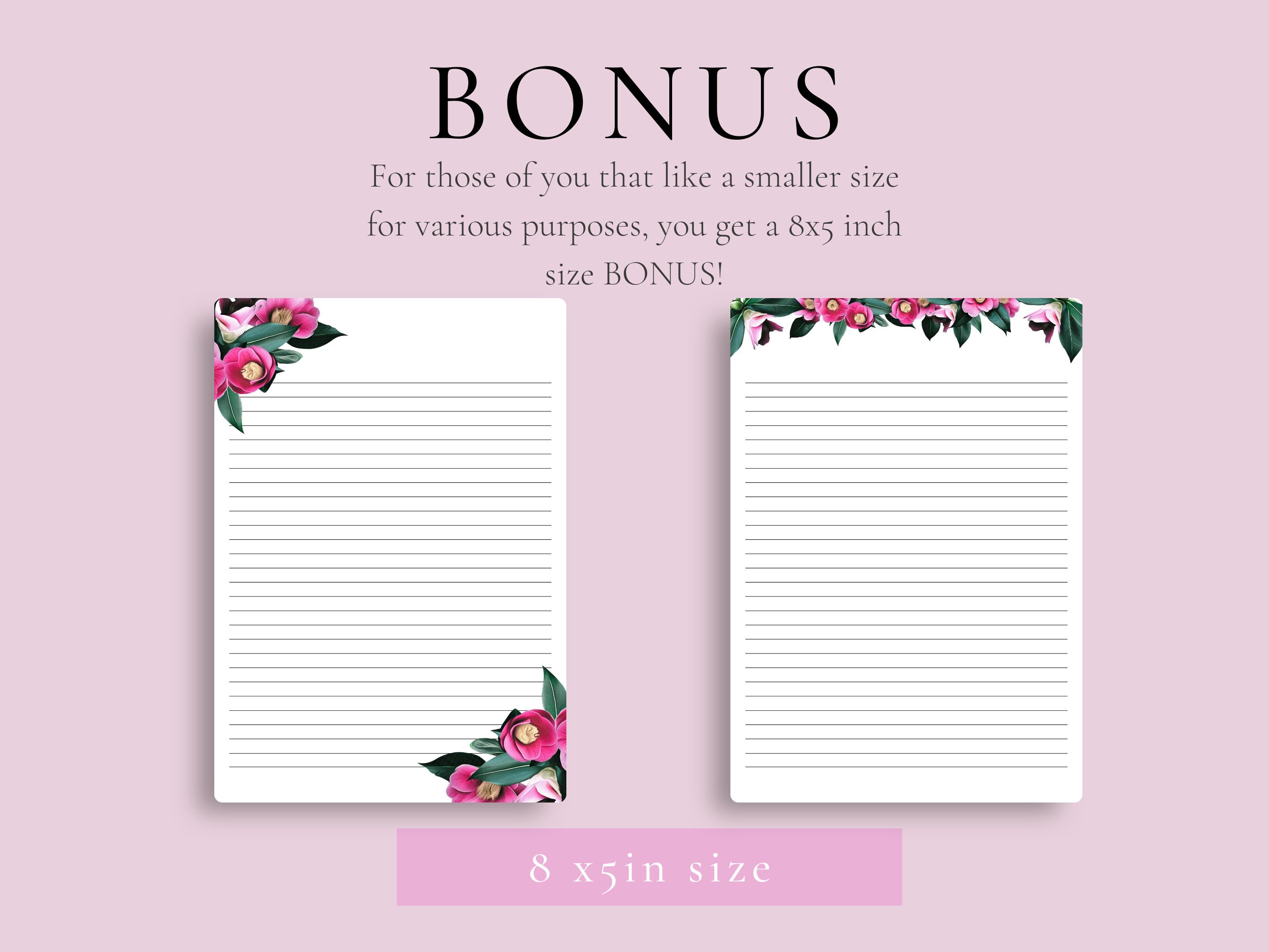 Printable Garland Floral Stationery, Digital Stationery, Printable ...