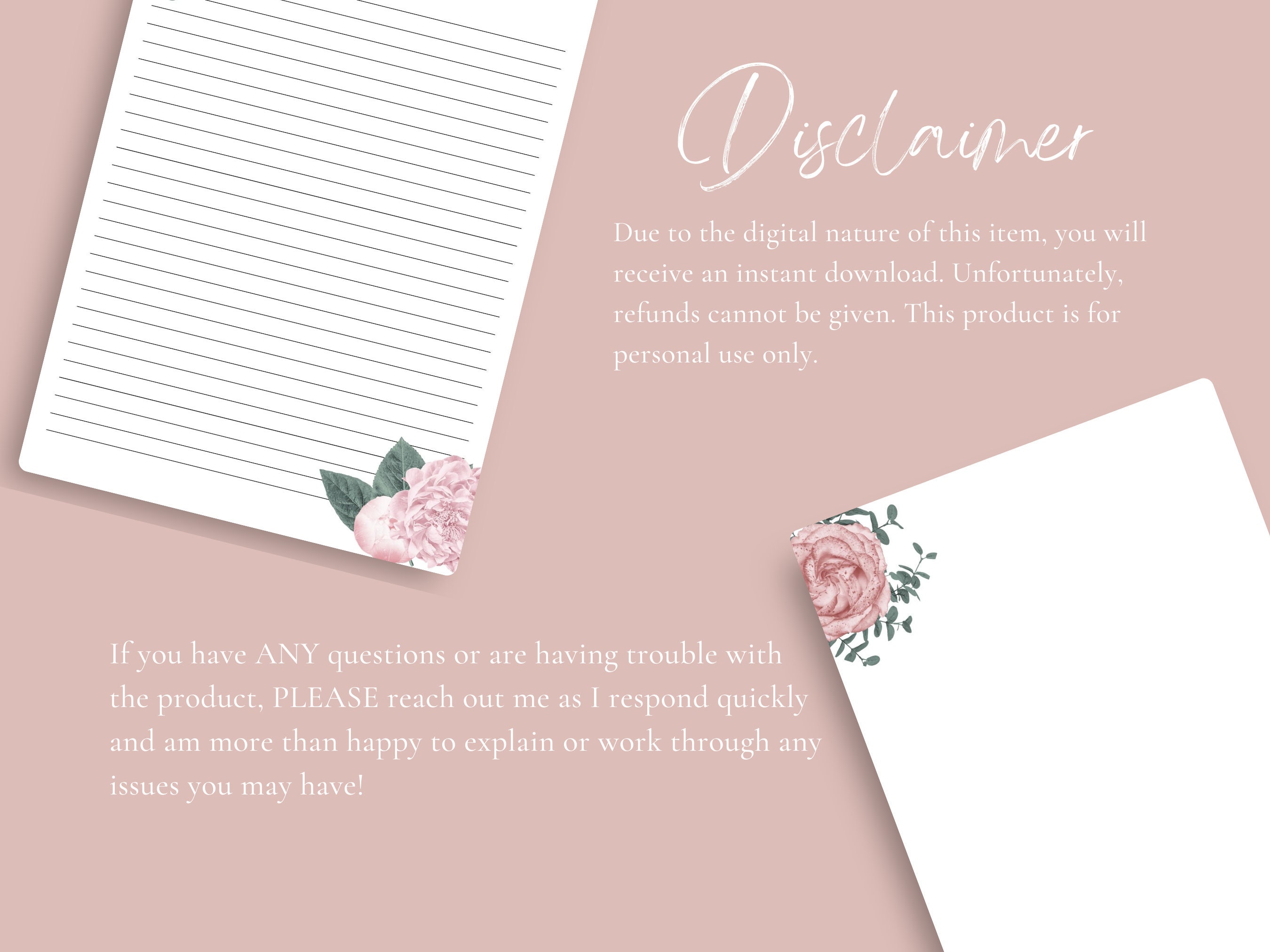 Printable Pink Floral Stationery, Digital Stationery, Printable Writing ...