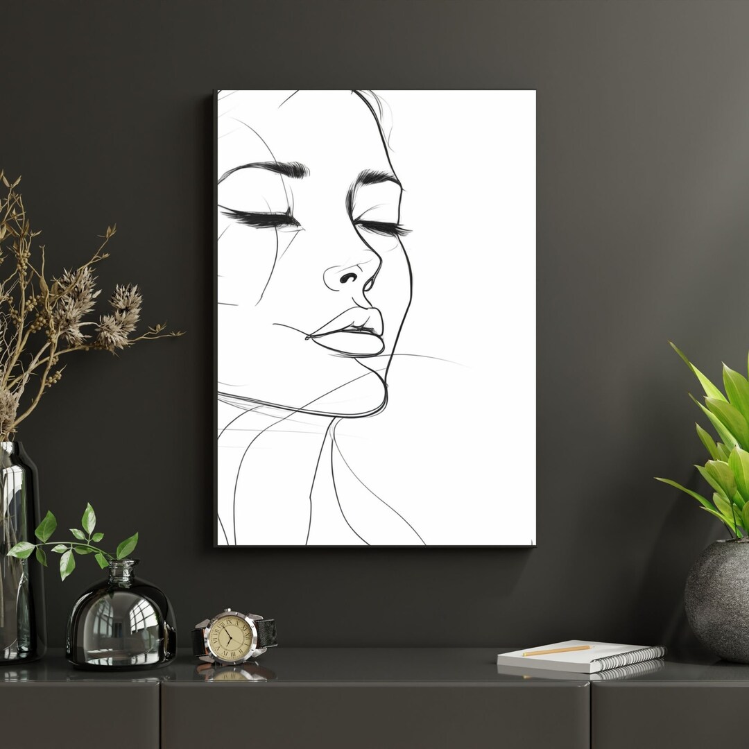 Face Line Art, Minimalist Single Line Prints, Female Portrait, One Line ...