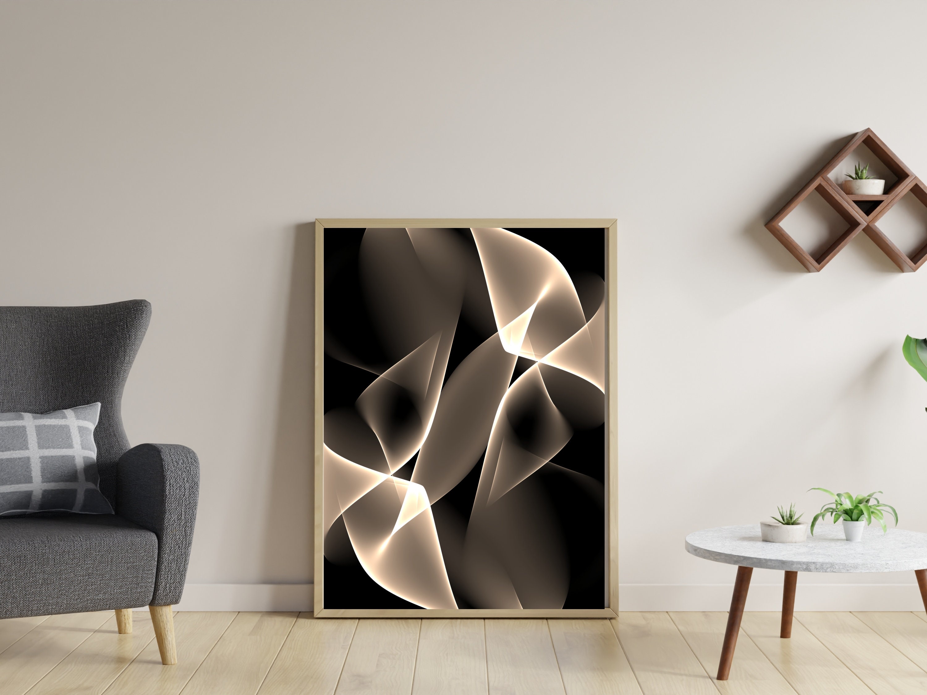 Geometric Wall Designs, Golden Wall Art, Digital Wall Art, Neutral ...