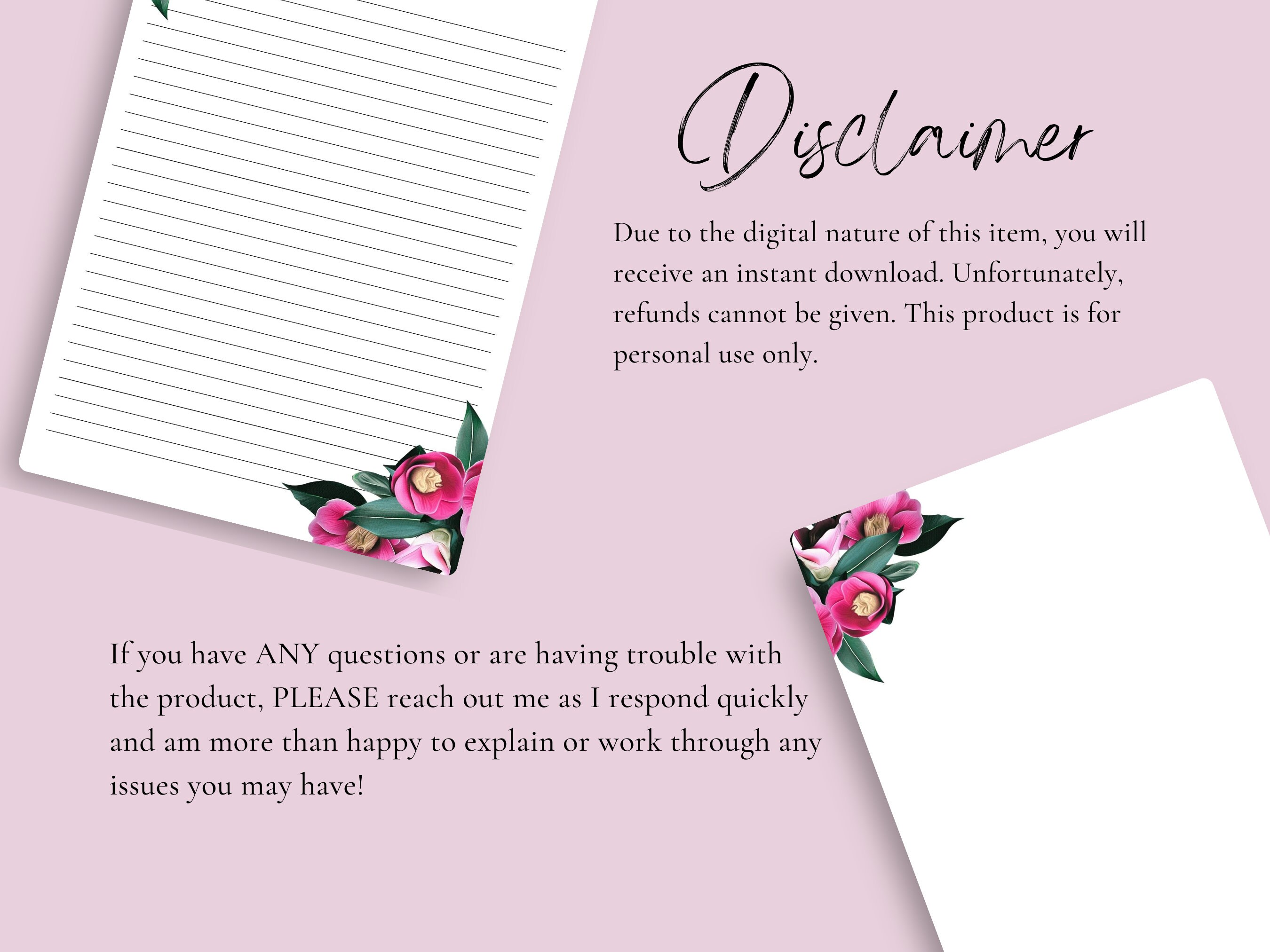 Printable Garland Floral Stationery, Digital Stationery, Printable ...