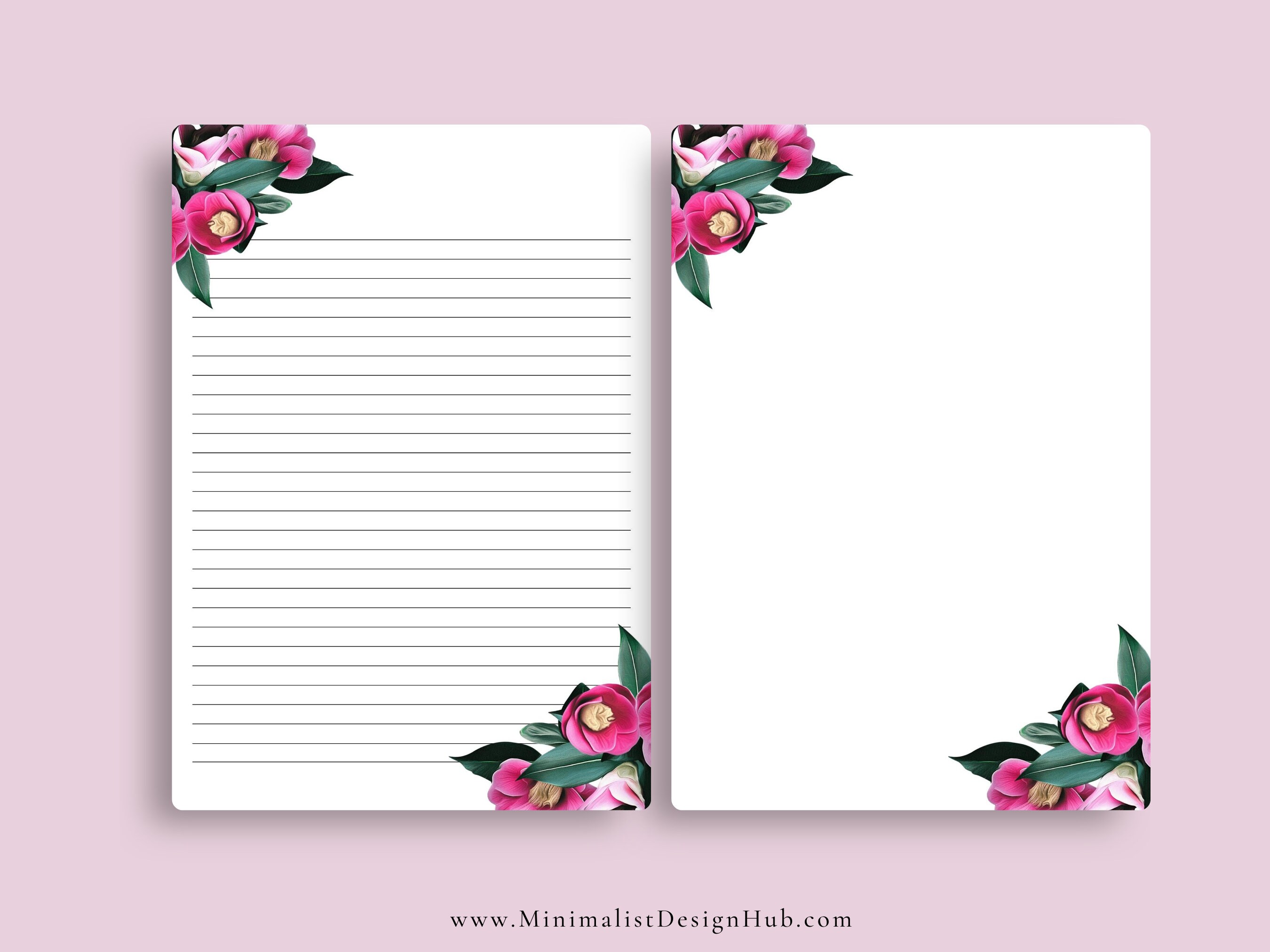 Printable Garland Floral Stationery, Digital Stationery, Printable ...