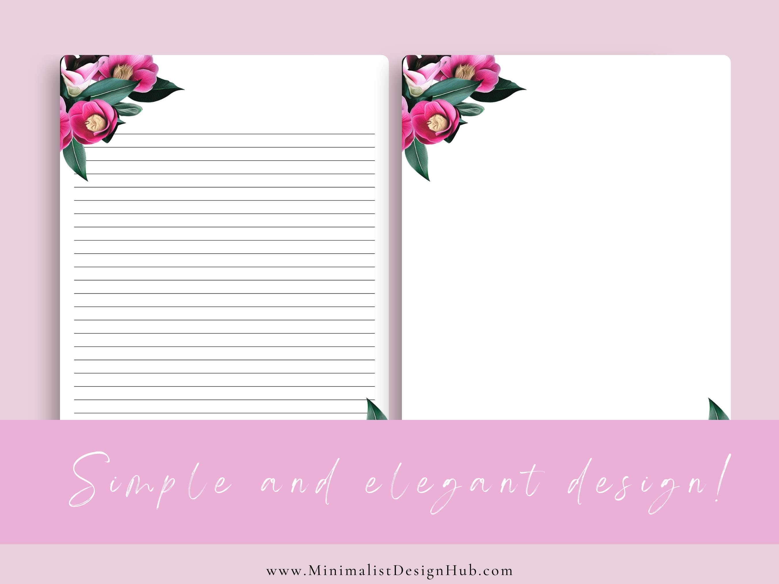 Printable Garland Floral Stationery, Digital Stationery, Printable ...
