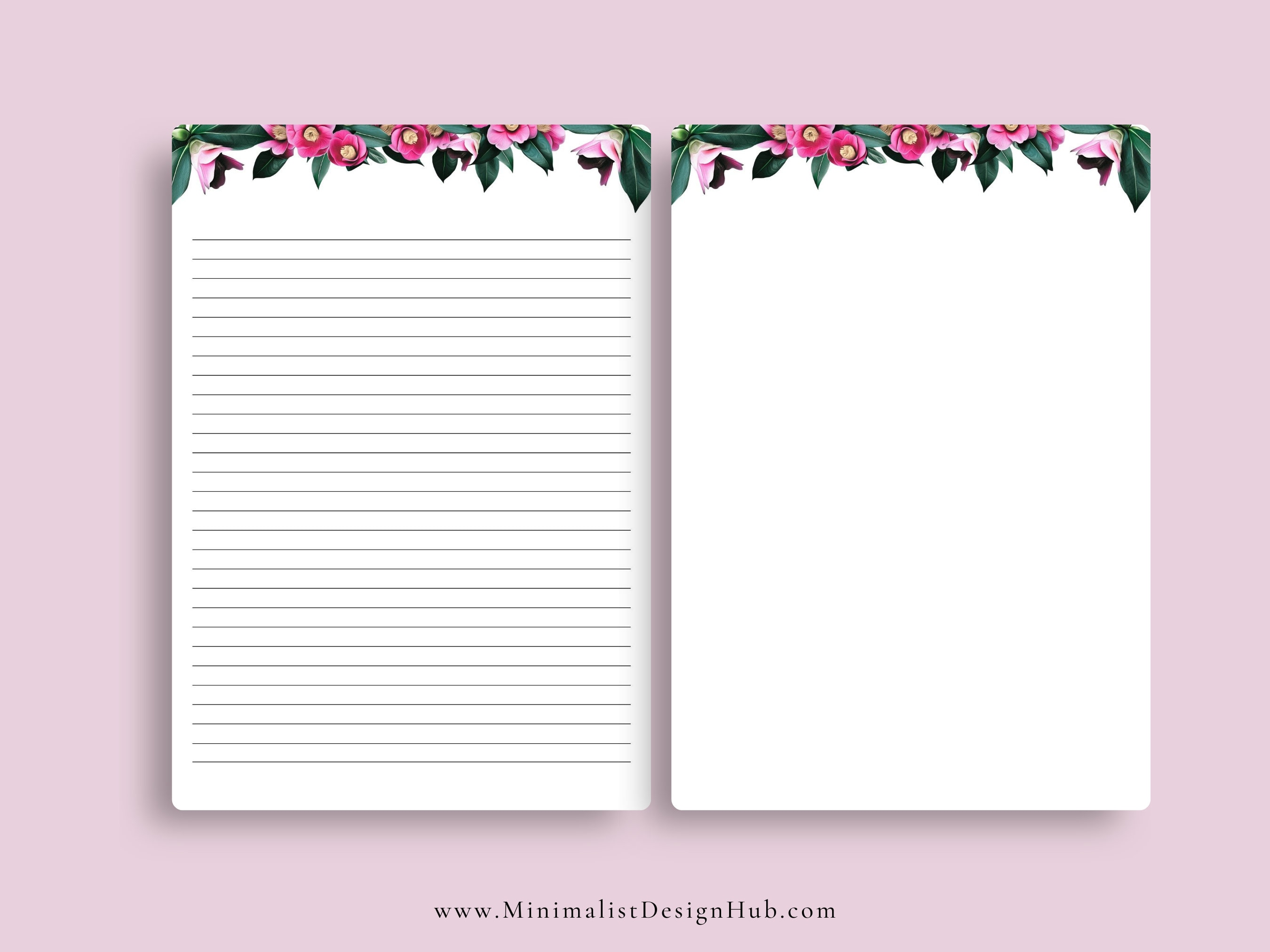 Printable Garland Floral Stationery, Digital Stationery, Printable ...