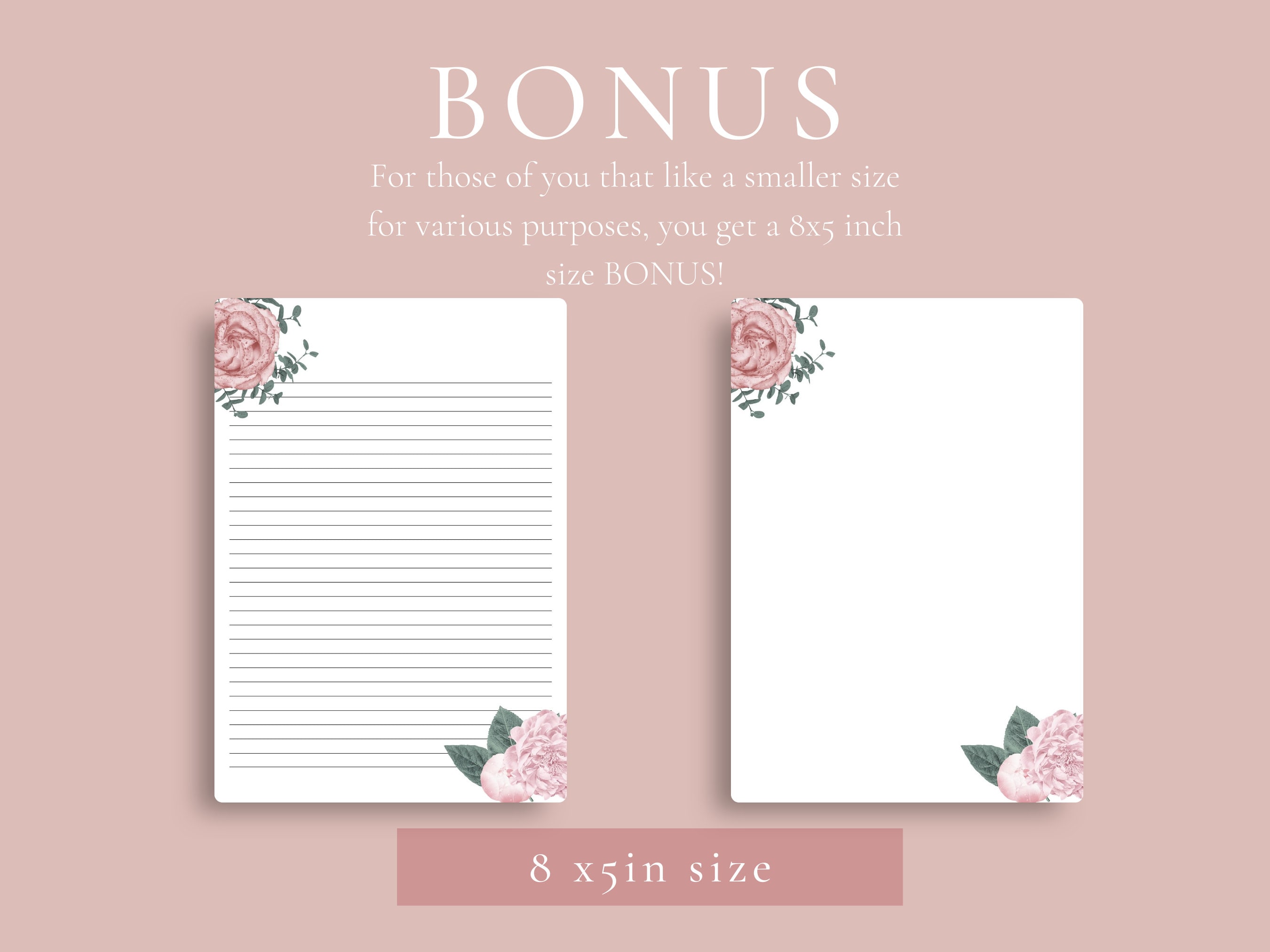 Printable Pink Floral Stationery, Digital Stationery, Printable Writing ...
