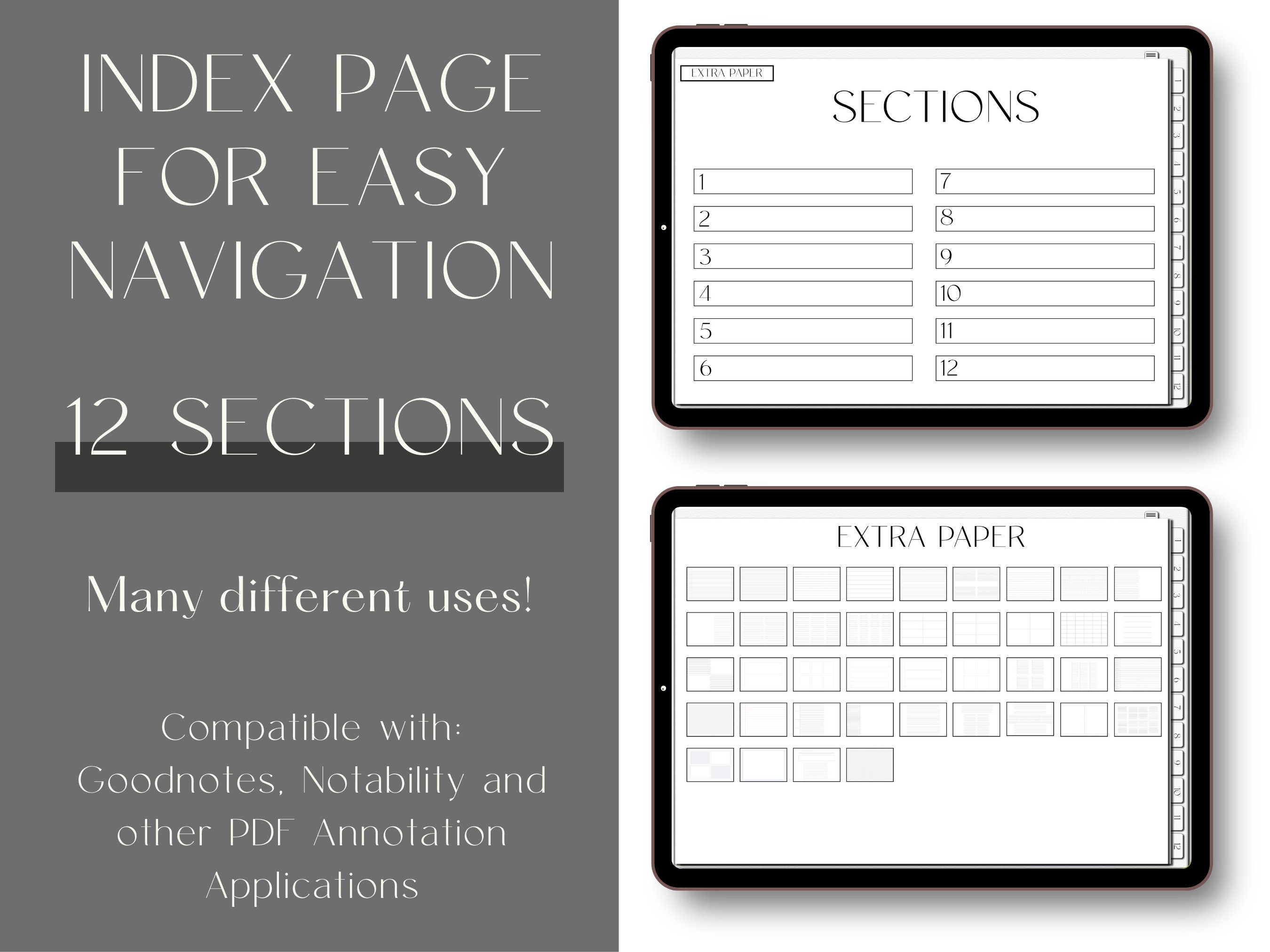 Minimalist Landscape Digital Notebook, Noteshelf, Goodnotes 5, 12 Tab ...