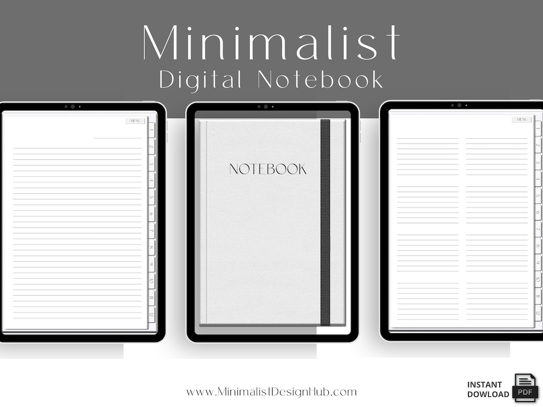 Minimalist Portrait Digital Notebook, Noteshelf, Goodnotes 5, 12 Tab ...