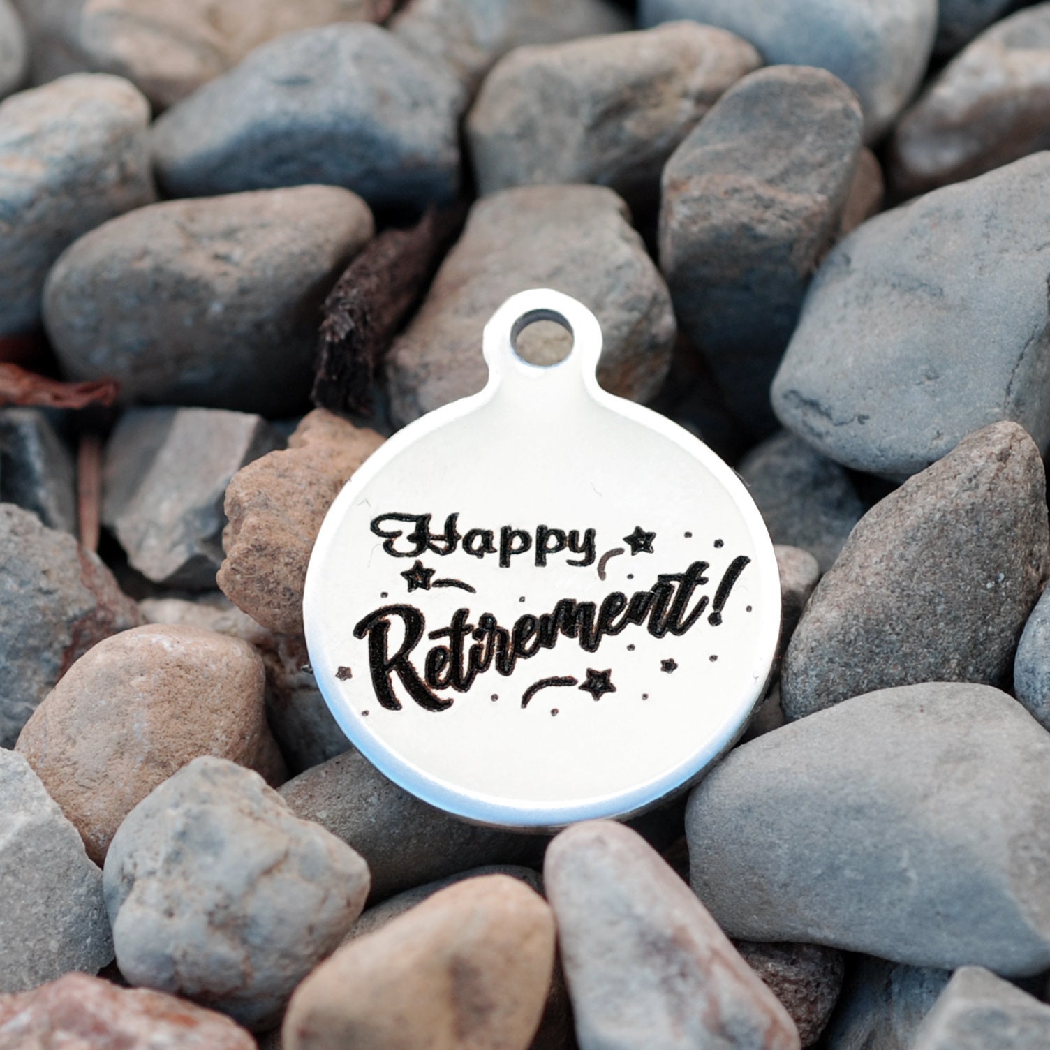 Stainless Steel Charm Happy Retirement Charm Steel Pendant - Etsy