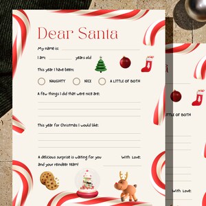 Cute Christmas Letter to Santa Printable, PDF Santa Claus Wish List ...