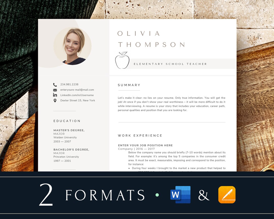 Teacher Resume Template Word and Pages | Teaching Resume Template, CV ...