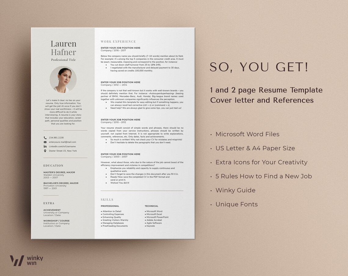 Creative Cv Template, Any Job, Social Work Resume Template for Word ...