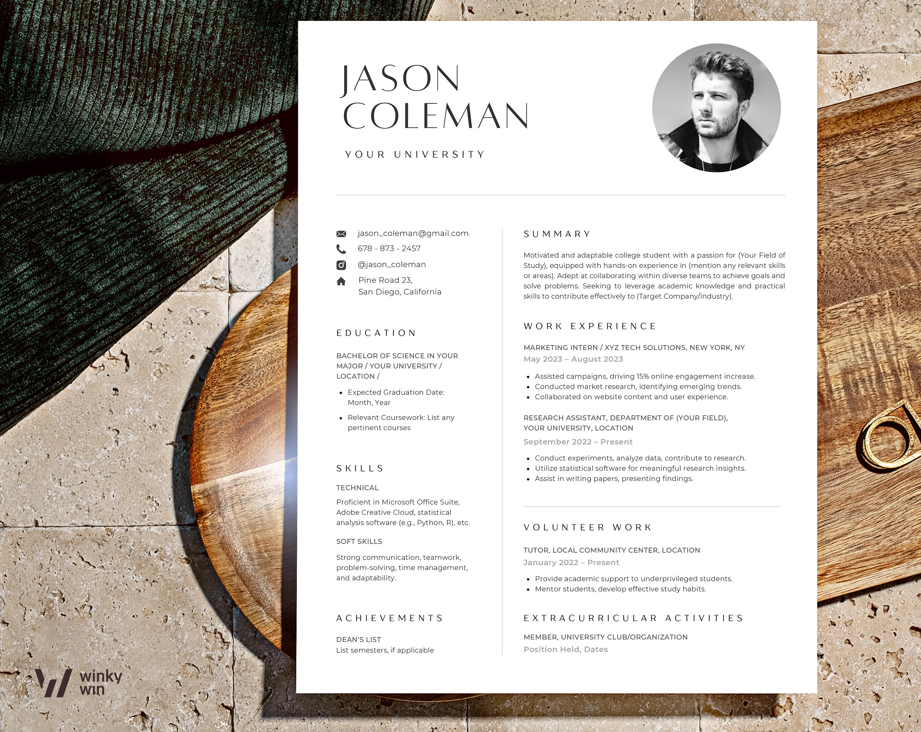 College Resume Template, Graduation Gift, Class of 2024 College ...