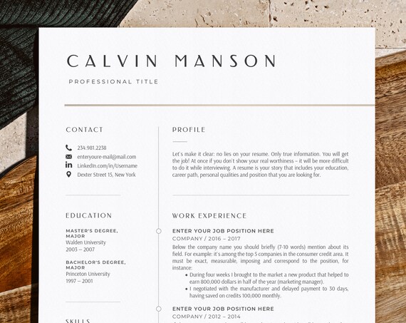 Computer Science Resume Template Software Engineer Cv Template | Etsy