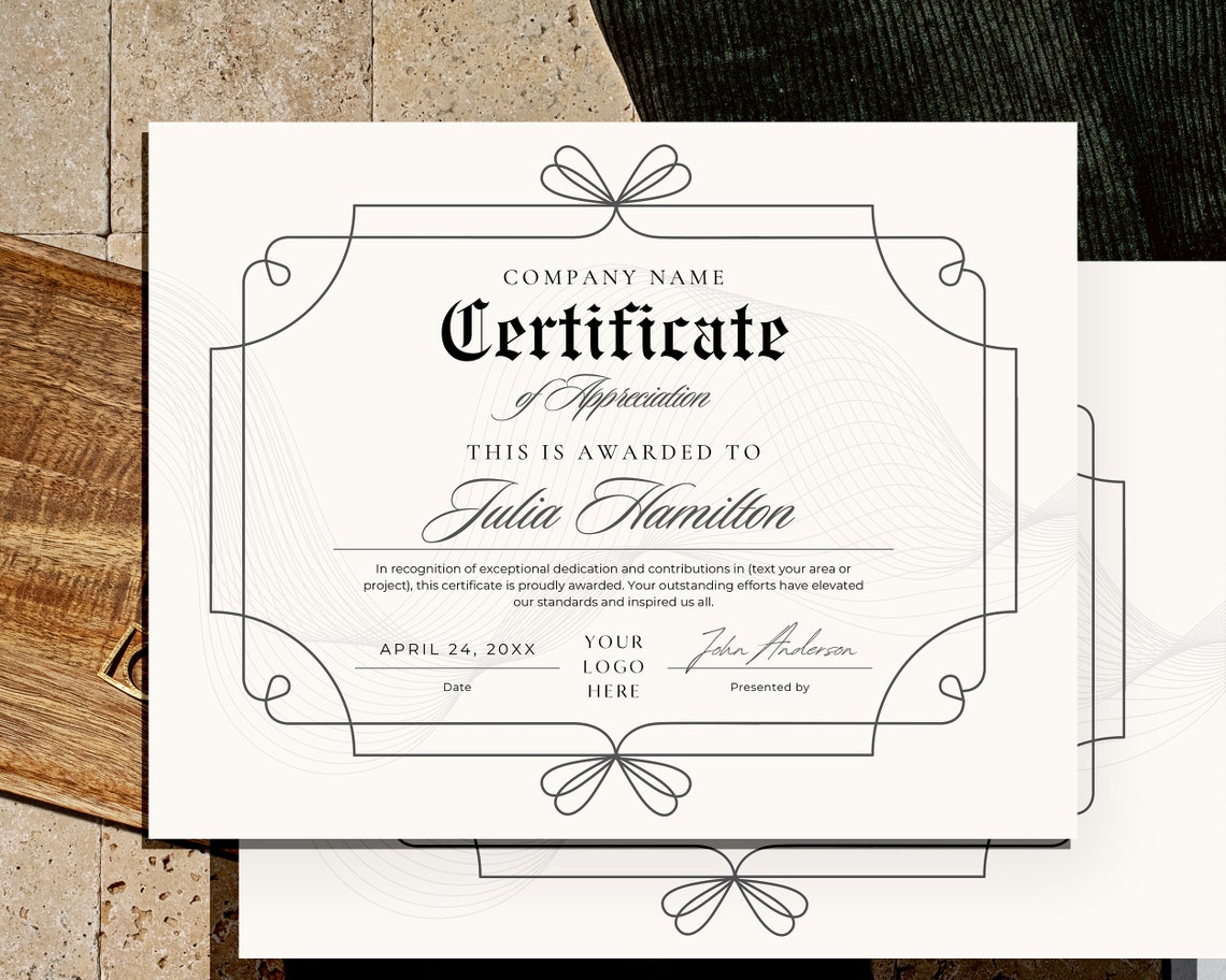 Certificate of Appreciation Template, Custom Appreciation Gift ...