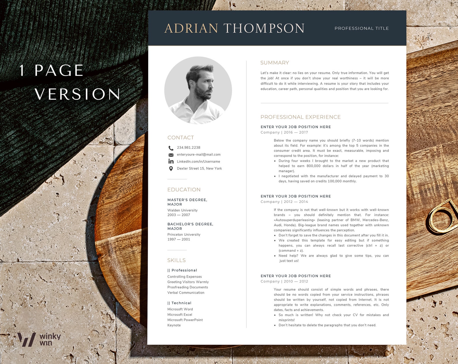 Men's Resume Template male Cv Template, Minimalist Curriculum Vitae Design for Word + Pages ...