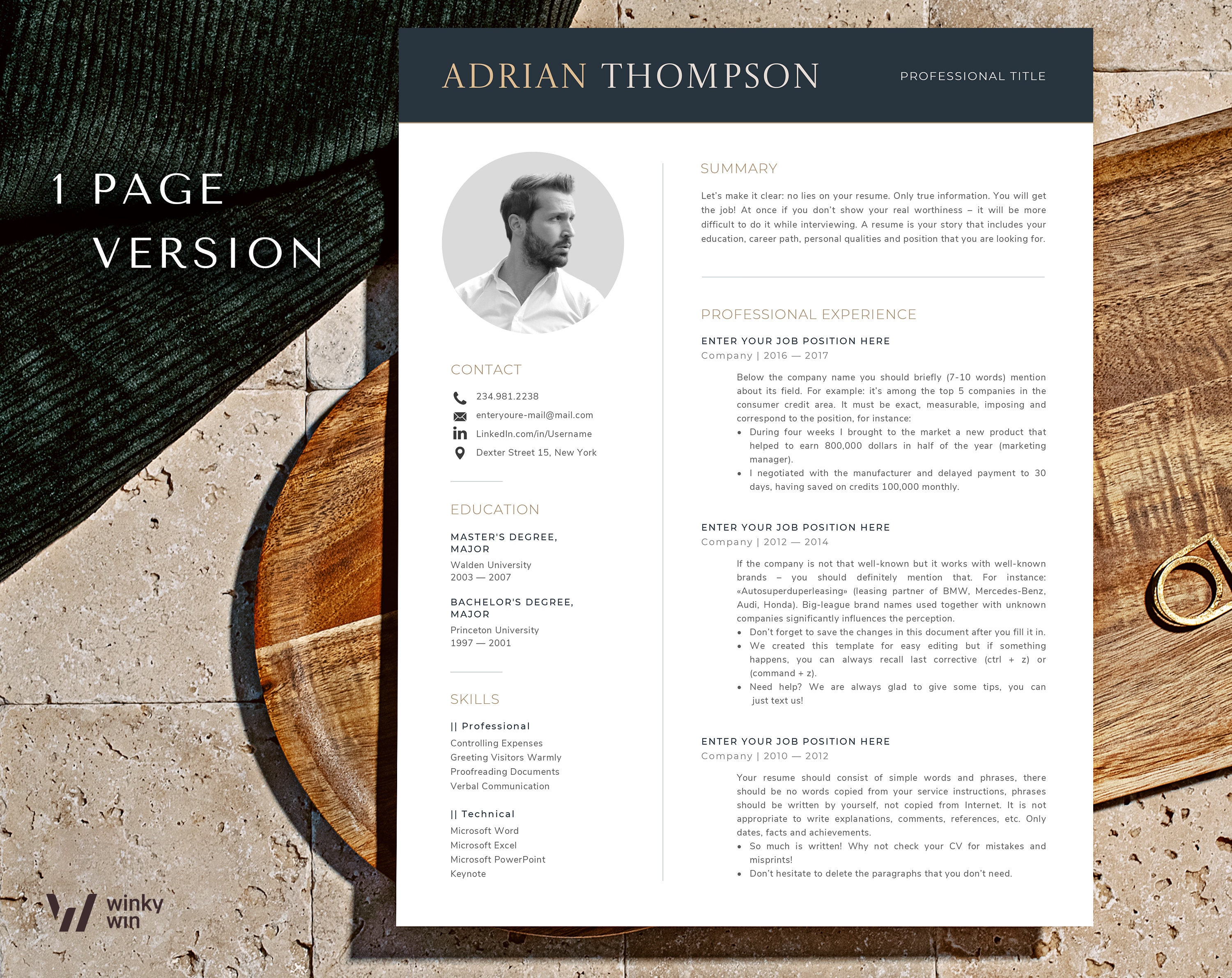 Men's Resume Template male Cv Template, Minimalist Curriculum Vitae ...