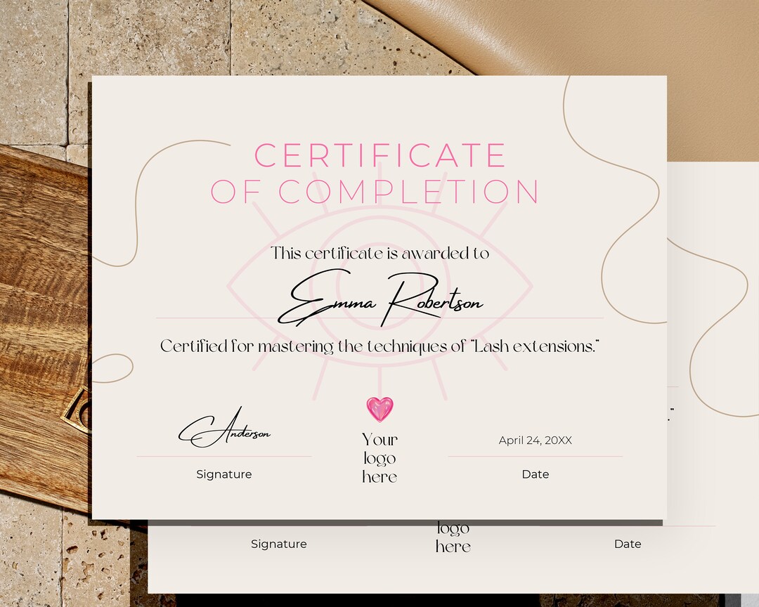 Lash Certificate of Completion, Lash Completion Certificate Template ...