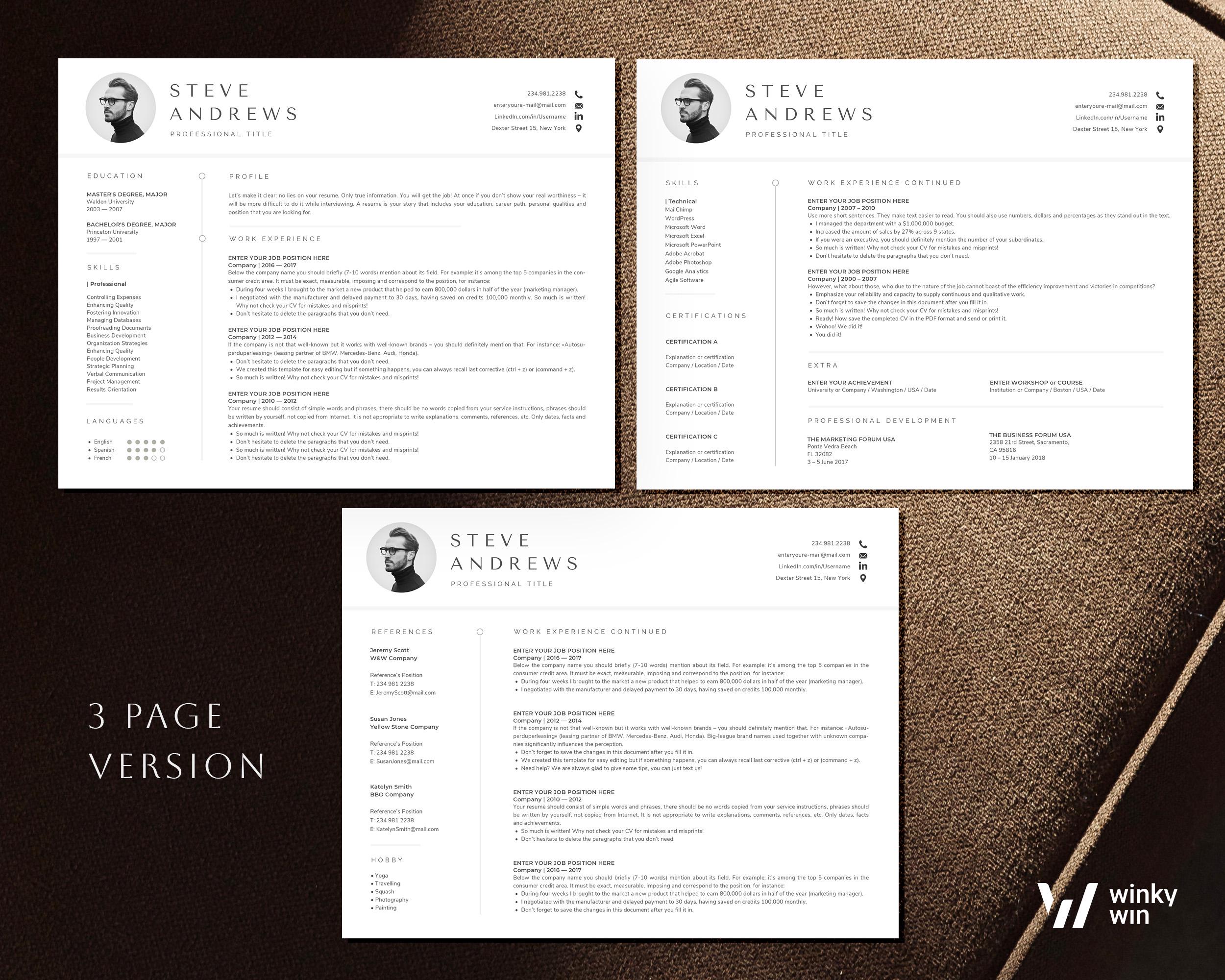 Horizontal Resume Format Word, Professional Landscape Resume Design ...