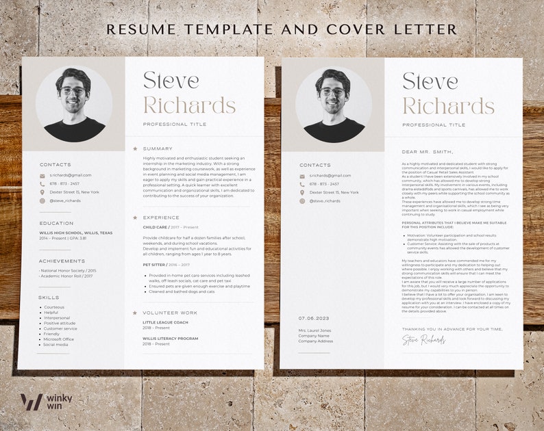 Student Resume Examples - Template Canva, High School, College Student ...