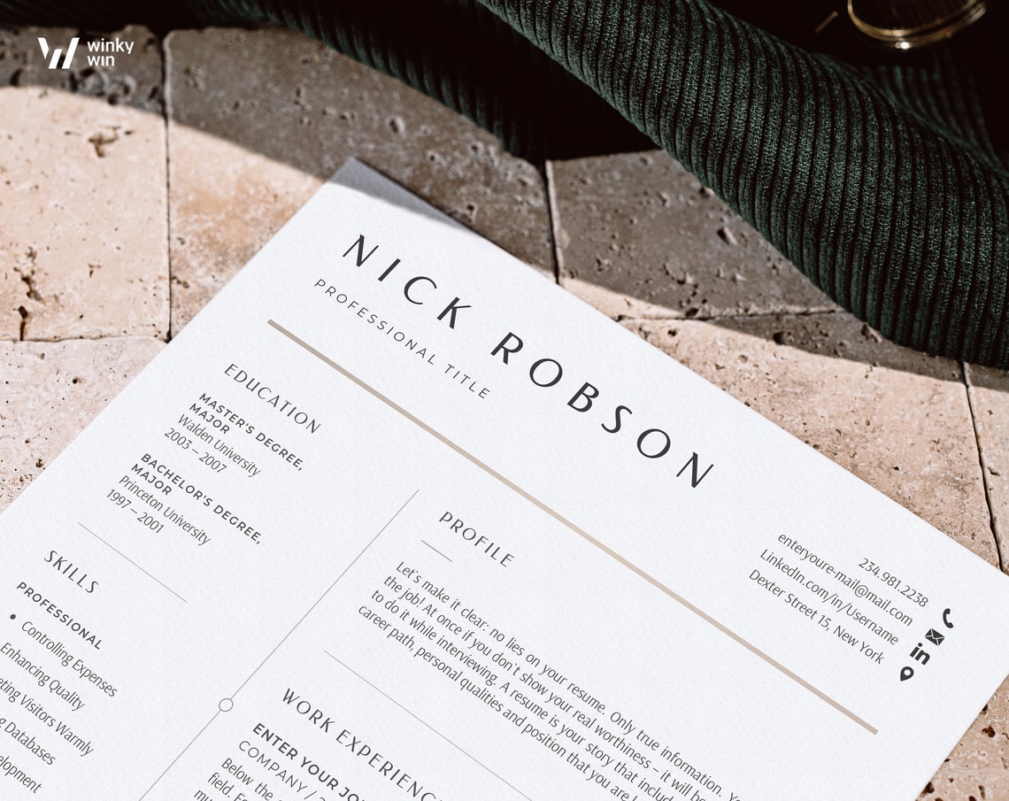 Modern Resume Templates Simple Resume Template 2022 Template - Etsy