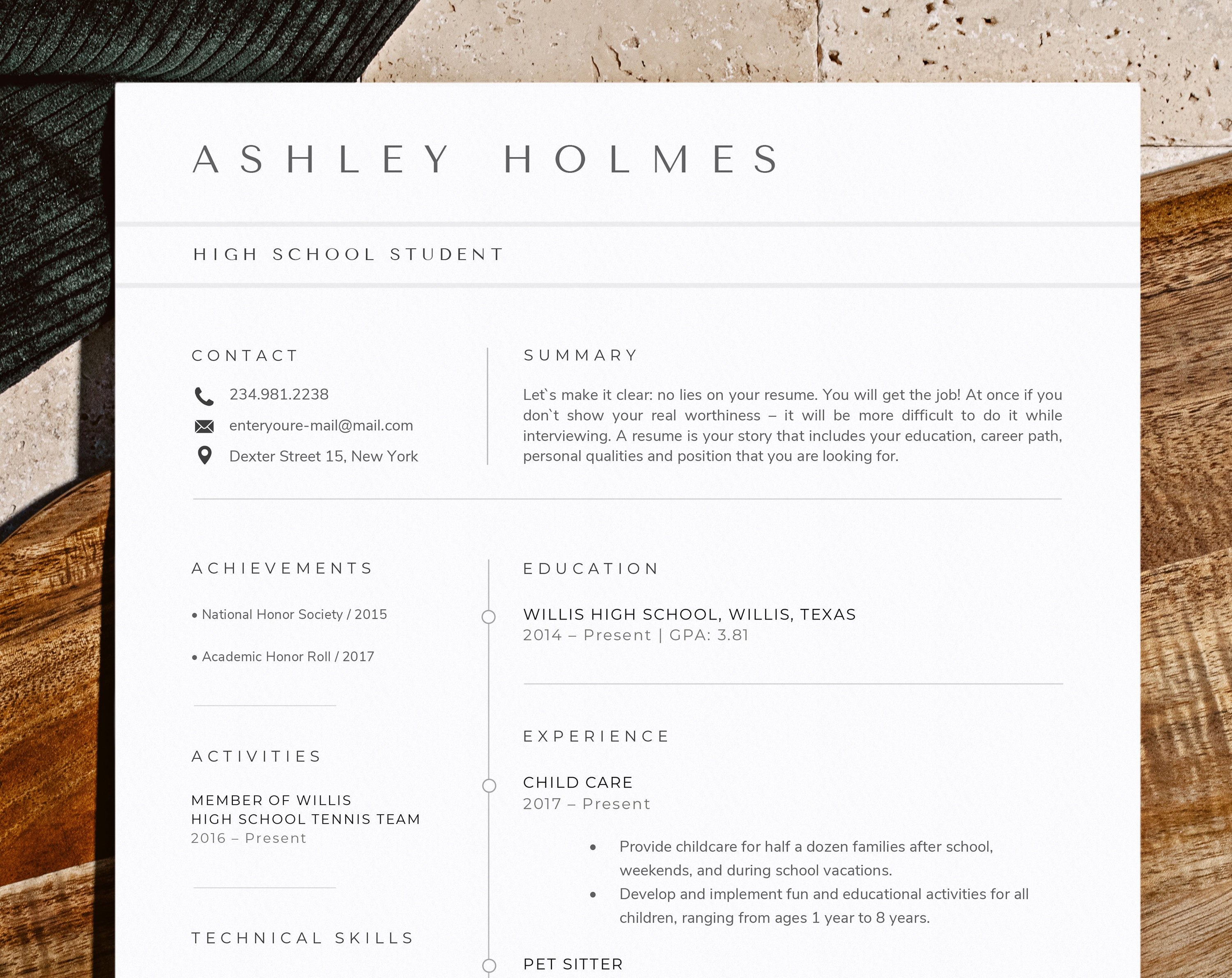Collage Resume Template Student High School Student Resume Etsy Canada