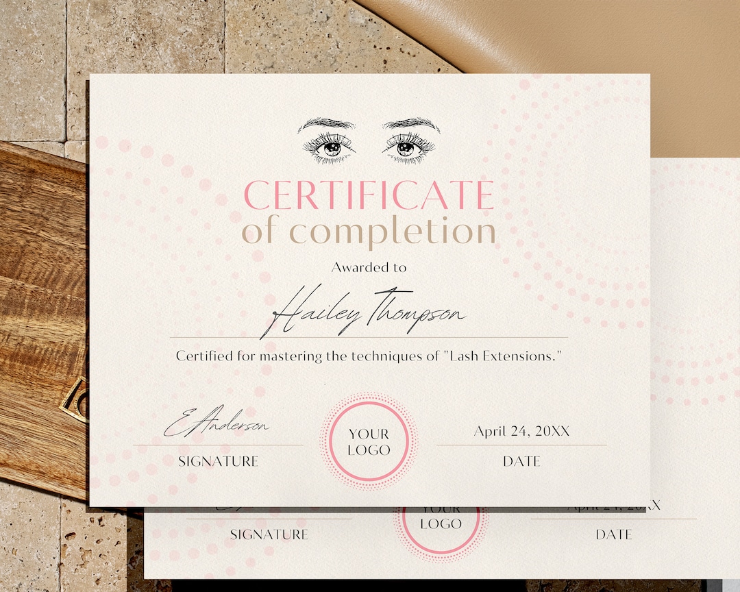 Lash Certificate of Completion Template Canva, Lash Course Award Brow ...