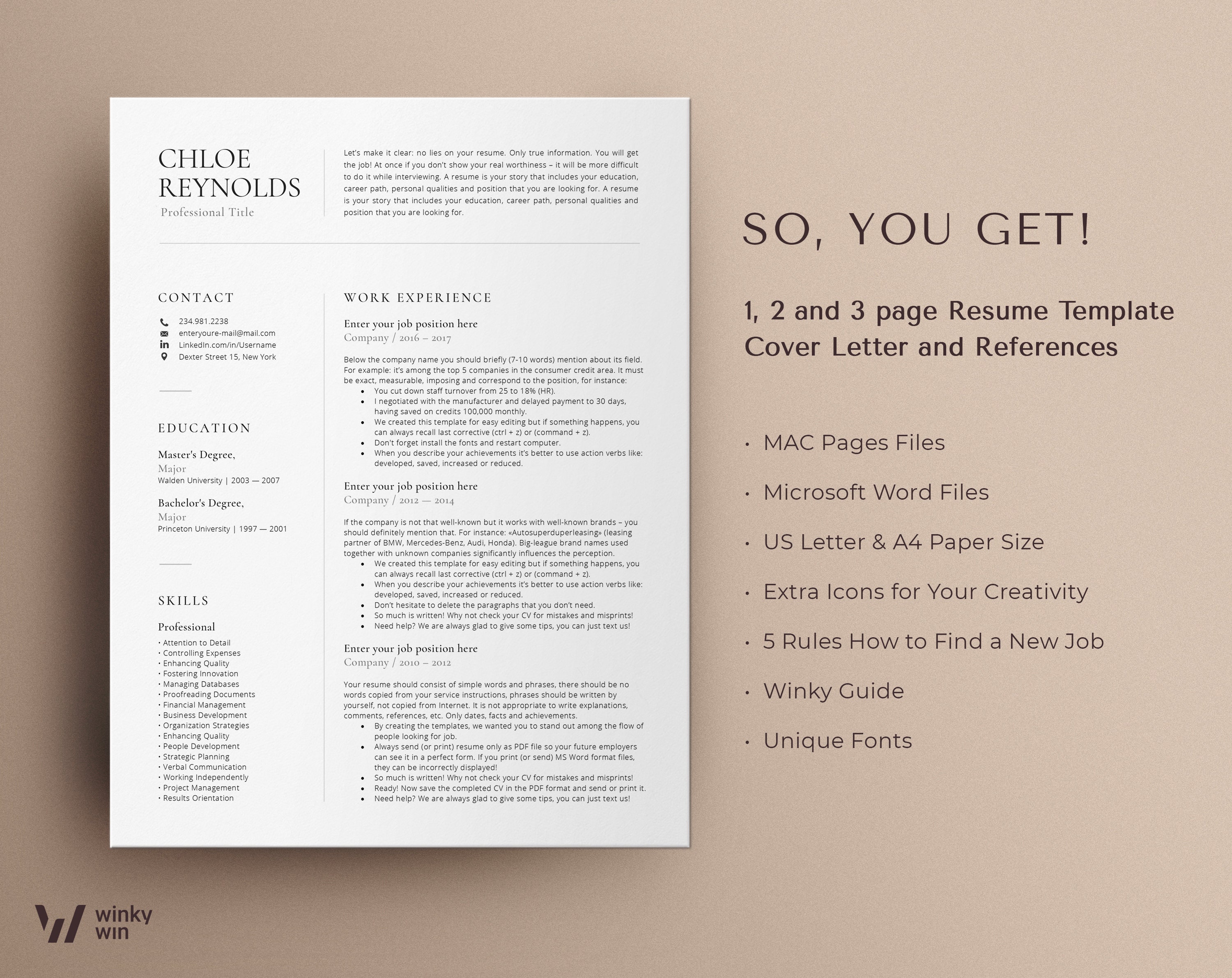 Cv Template Mac Pages and MS Word Compact Resume Layout 1 - Etsy