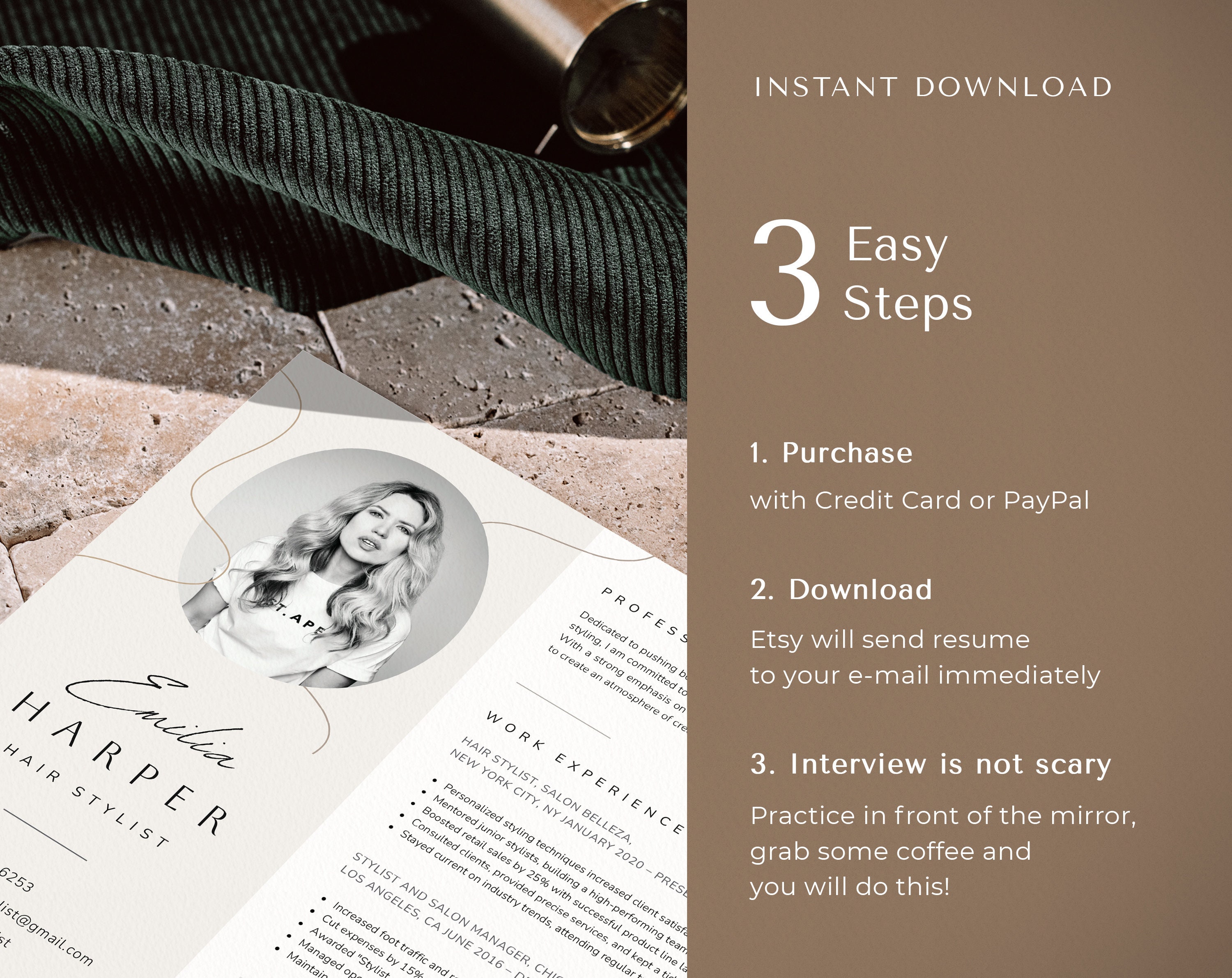 Hair Stylist Resume CV Template for Hairstylist, Hair Colorist Resume ...