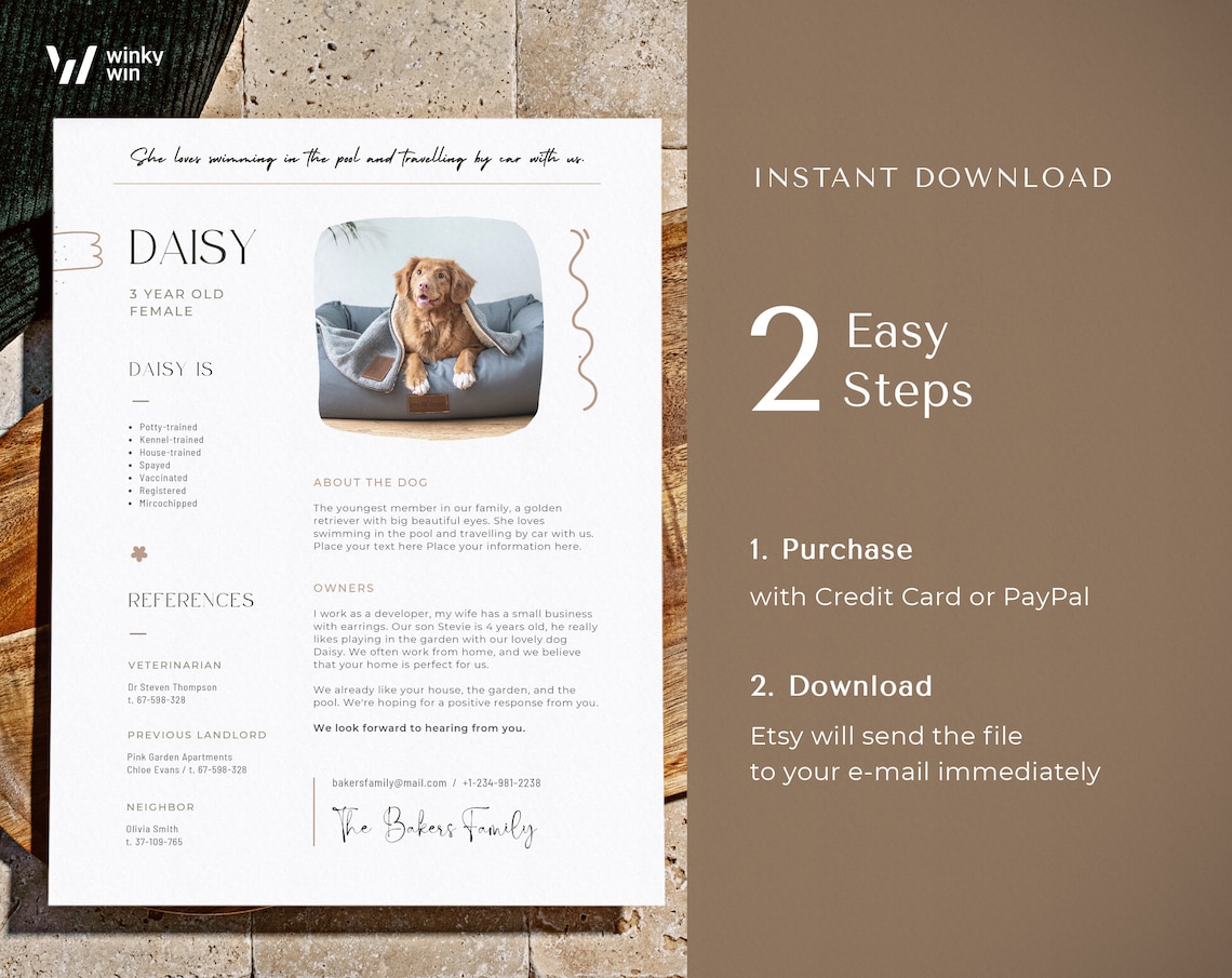 Dog Resume Rental Application, Renting Pet Bio, Dog Rescue, Dog Resume ...