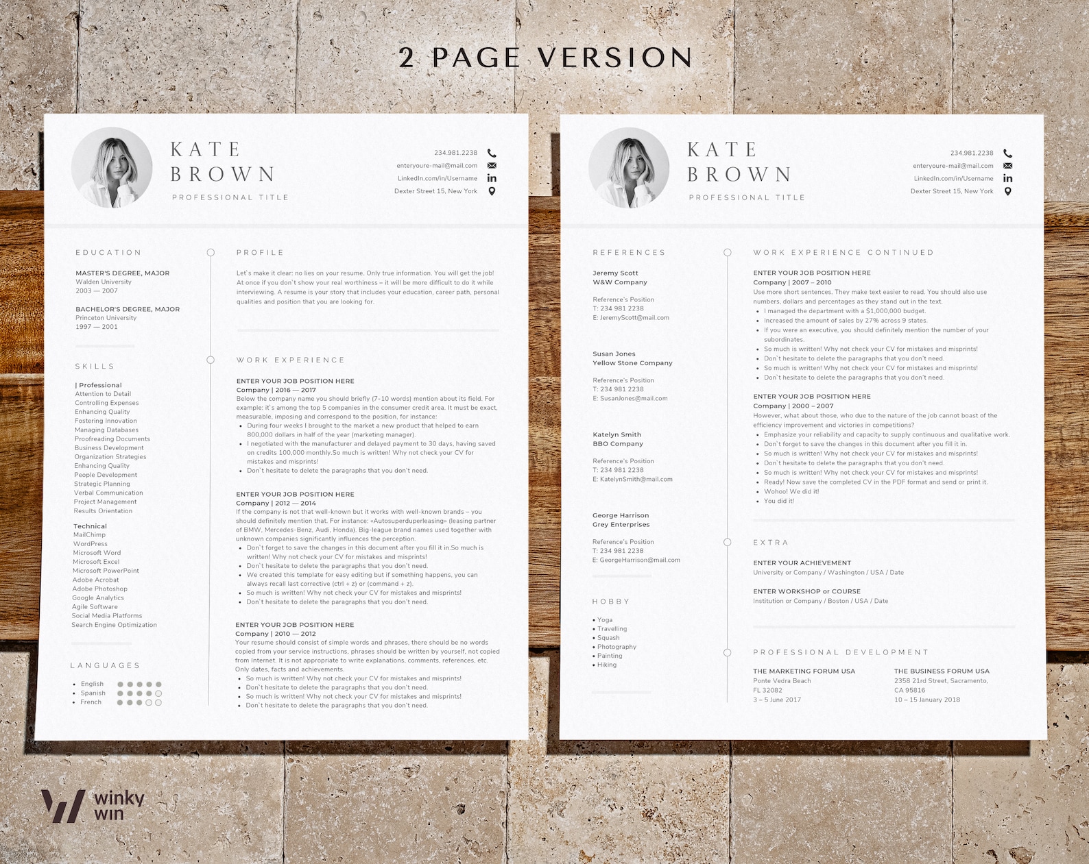 Resume Template Canva With Cover Letter, 1 Page Cv Template Canva 2 ...