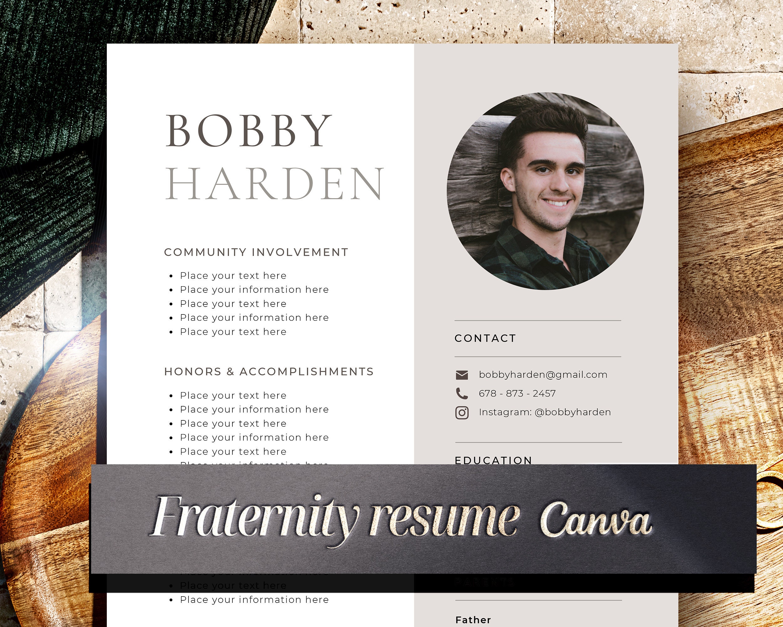 Fraternity Resume Template Canva, Fraternity Recruitment Resume Example ...