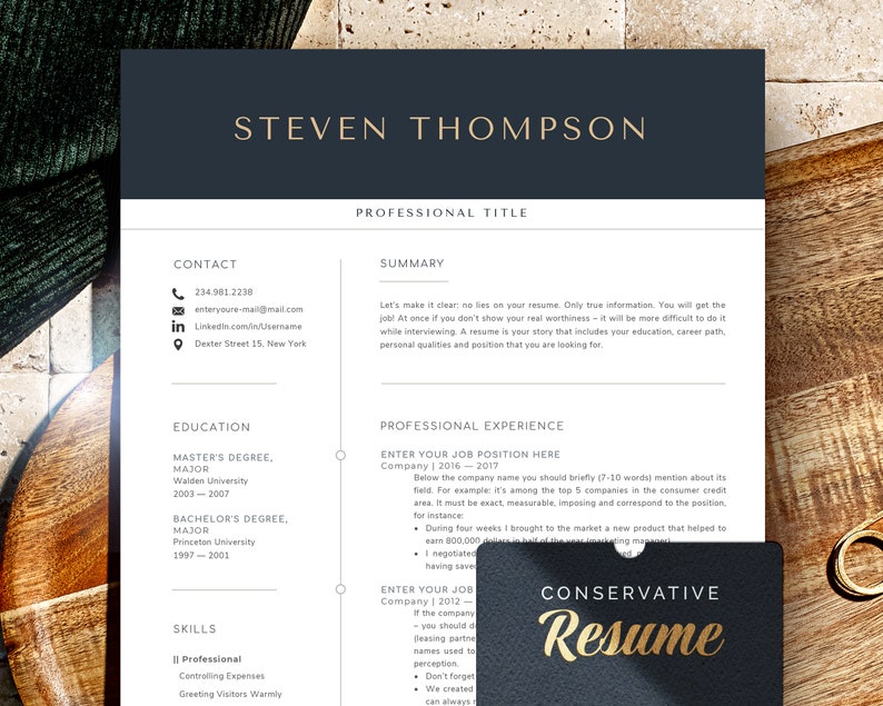 Resume 2024, Gold and Blue Resume Template and Cover Letter, Mac Pages ...