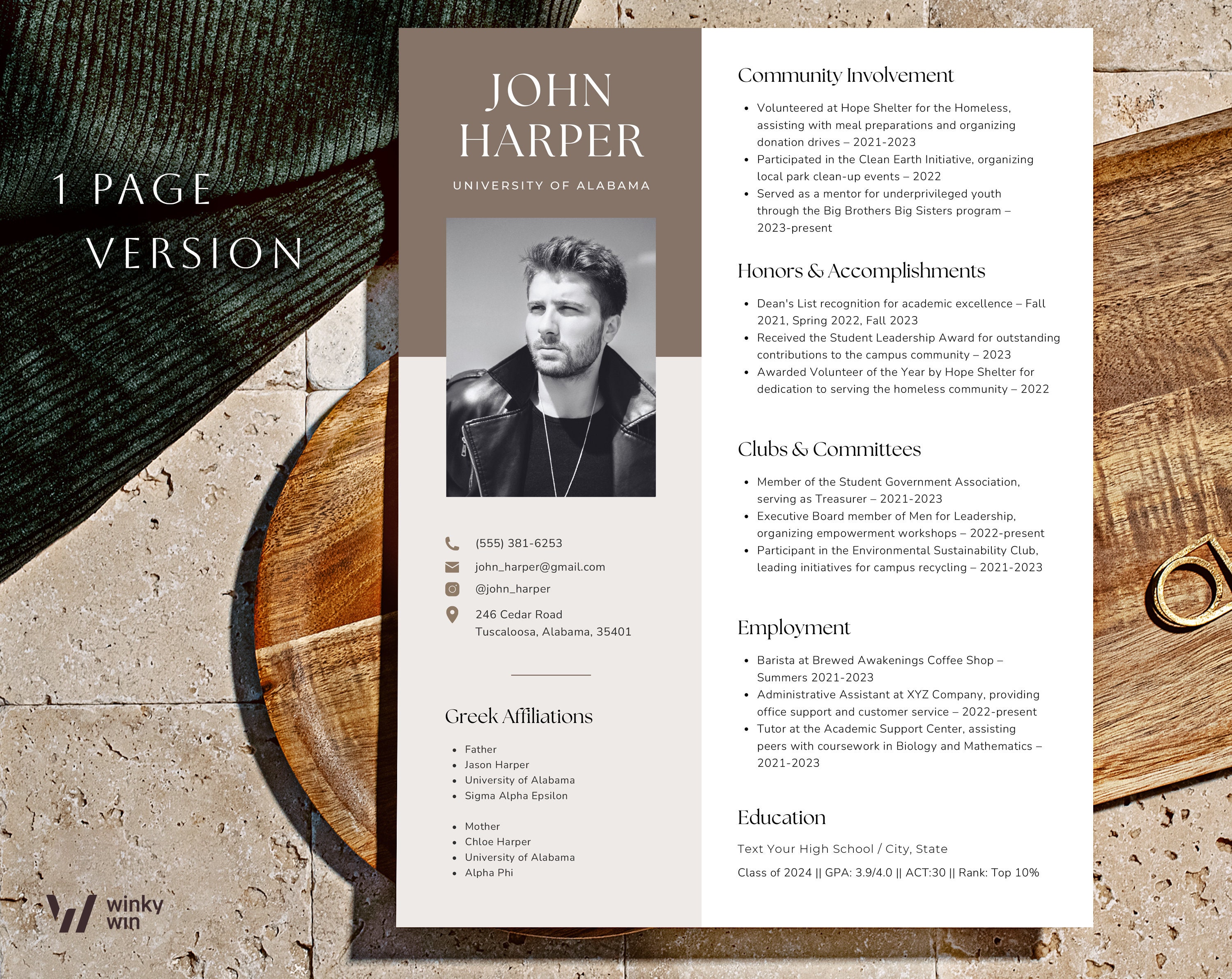 Fraternity Resume Template, Fraternity Rush Resume Canva, Minimalist ...