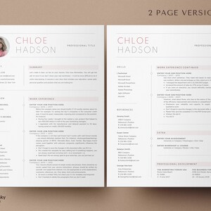 Pink Resume Template Word + Mac Pages | Rose Creative Resume Templates ...