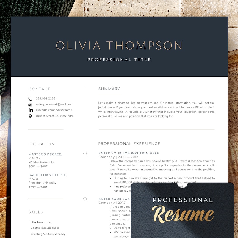 Cv Template - Etsy