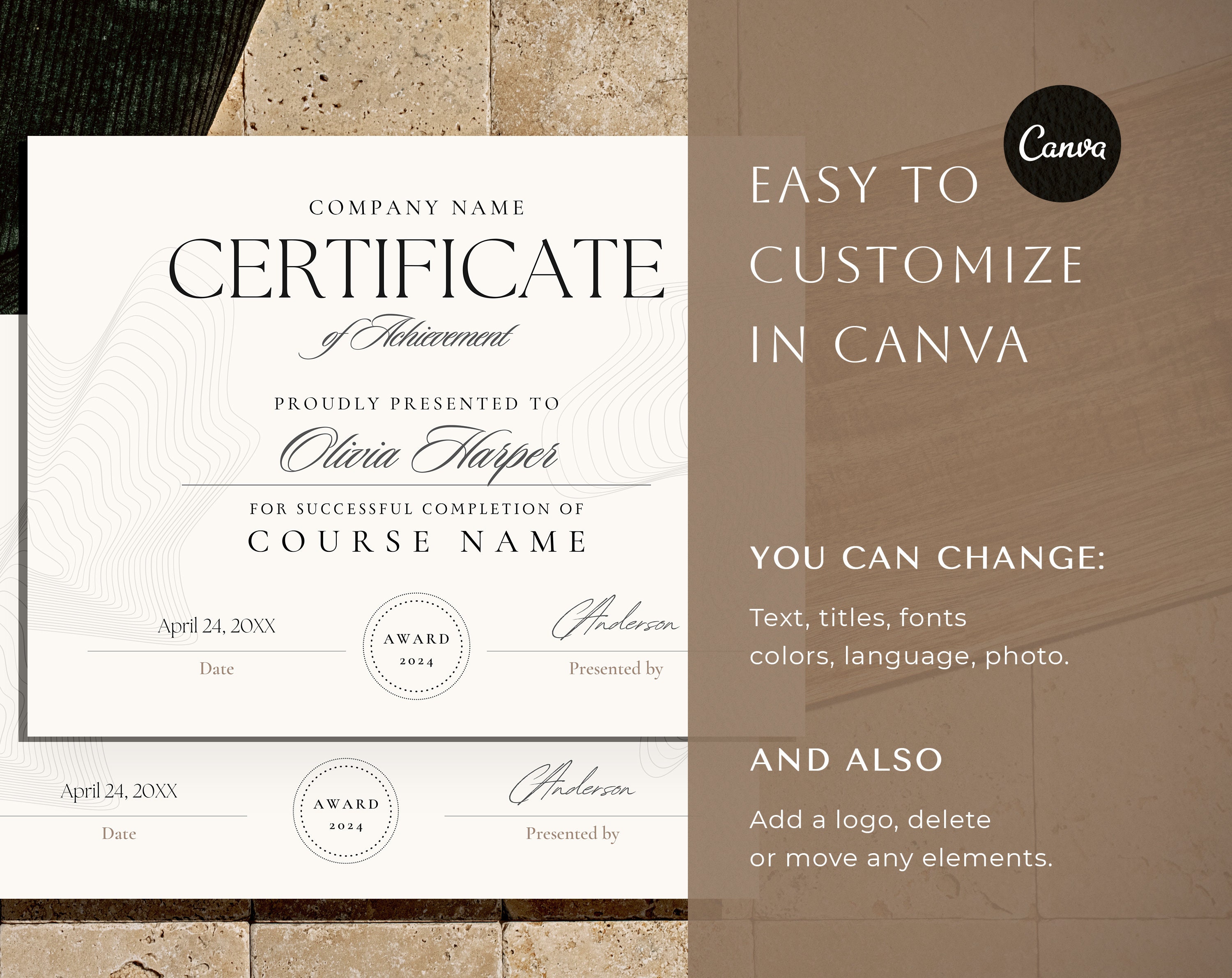 Certificate of Achievement Template Canva, Achievement Award ...