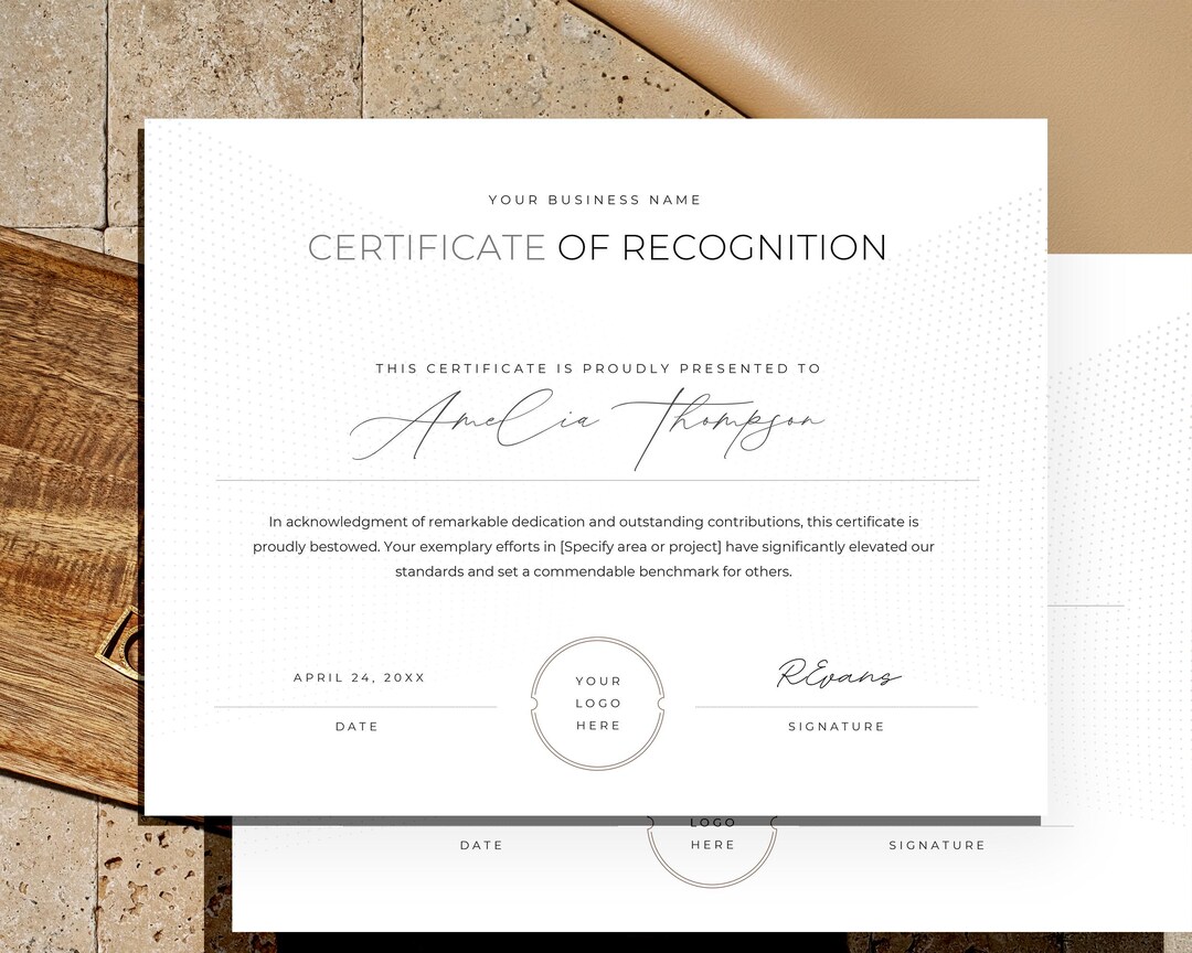 Editable Recognition Certificate Template: Leadership Award (canva, US ...
