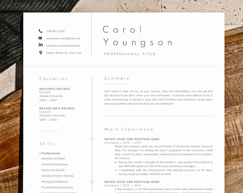 Hr Resume Template Recruitment Resume Employee Relations Cv - Etsy