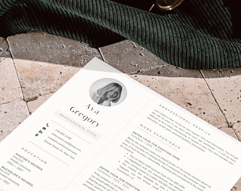 Modern Black and White Resume Template Photo, Clean Resume Cv Template ...