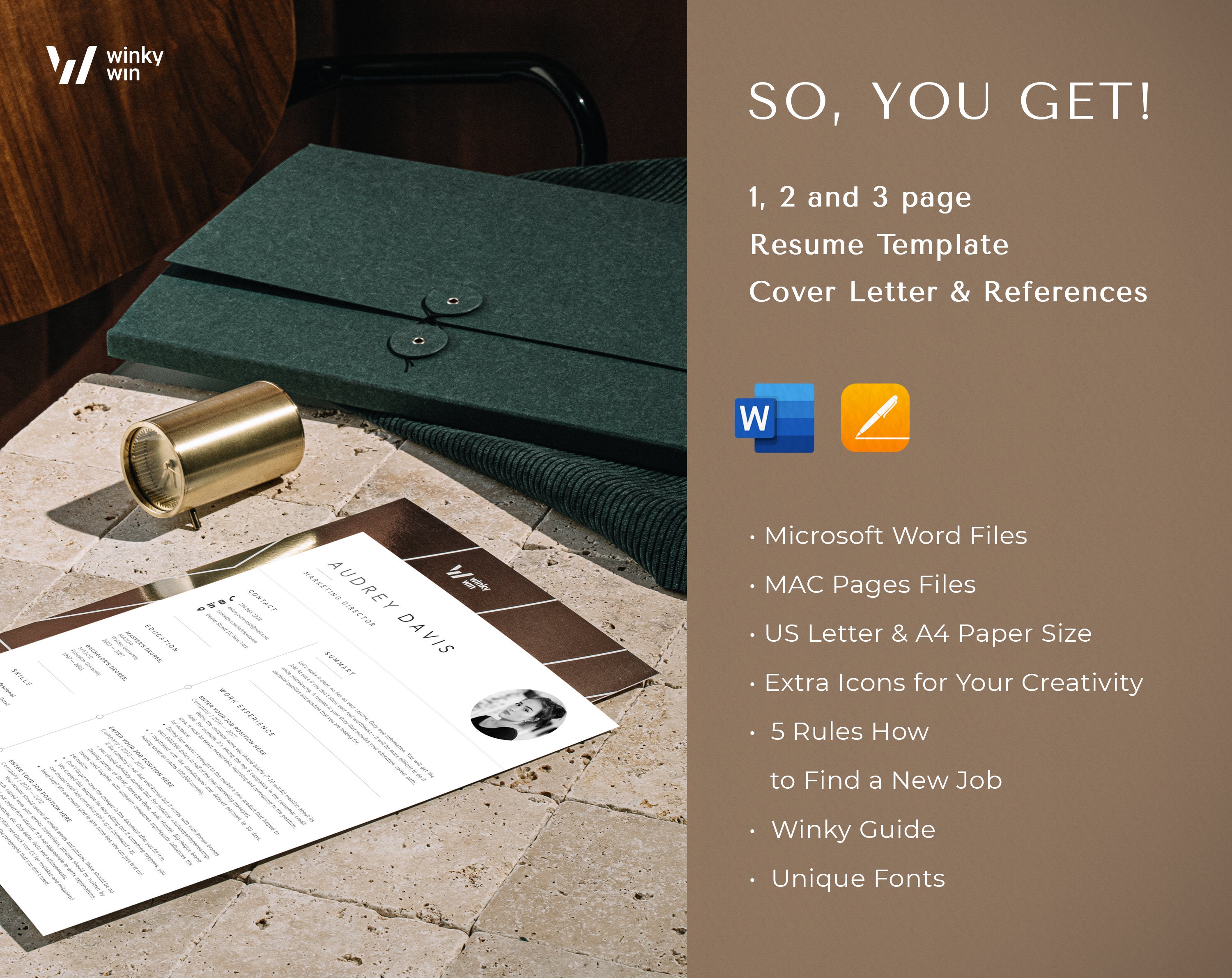 Minimalist Cv Template With Photo, Headshot Resume Template With ...