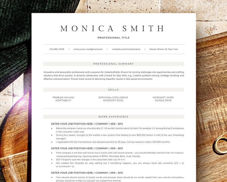 ATS Resume Template Word + Mac Pages Resume 2024, ATS Friendly Resume ...