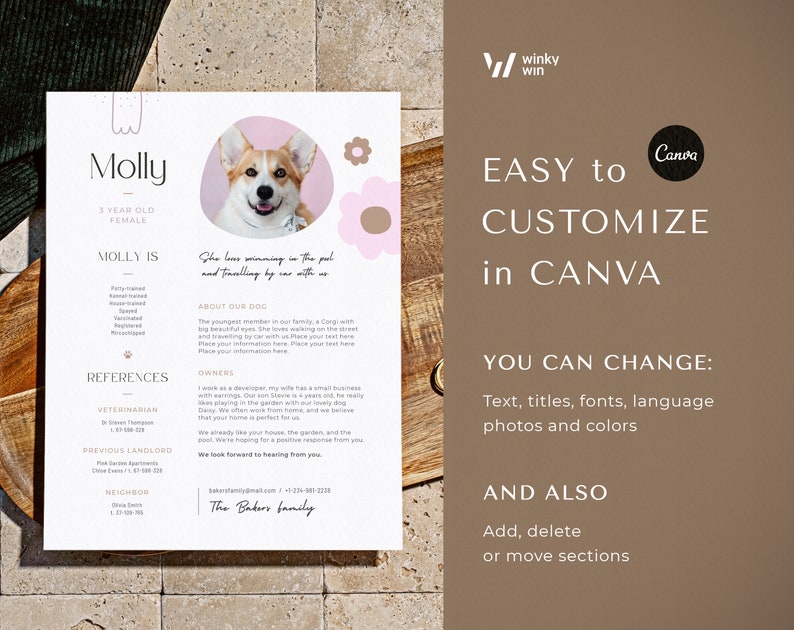 Corgi Resume Profile Dog Portfolio Rental Application - Etsy