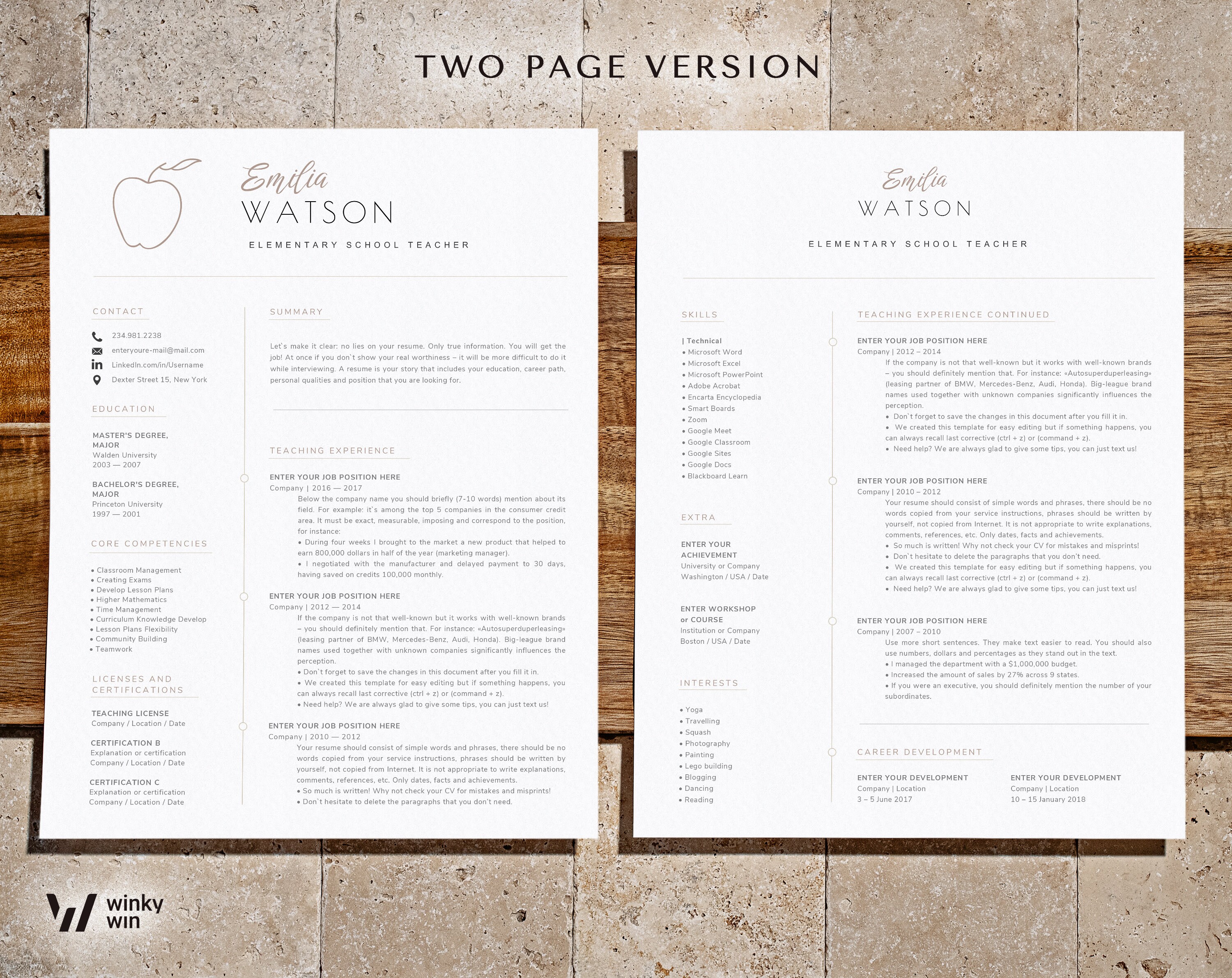 Teacher Resume Template Google Docs Word & Pages Teaching - Etsy